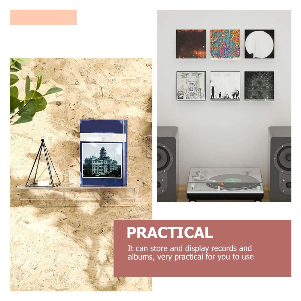 Kesenlong Music Album Rack 4pcs Transparent Wall-mounted Acrylic Record ...