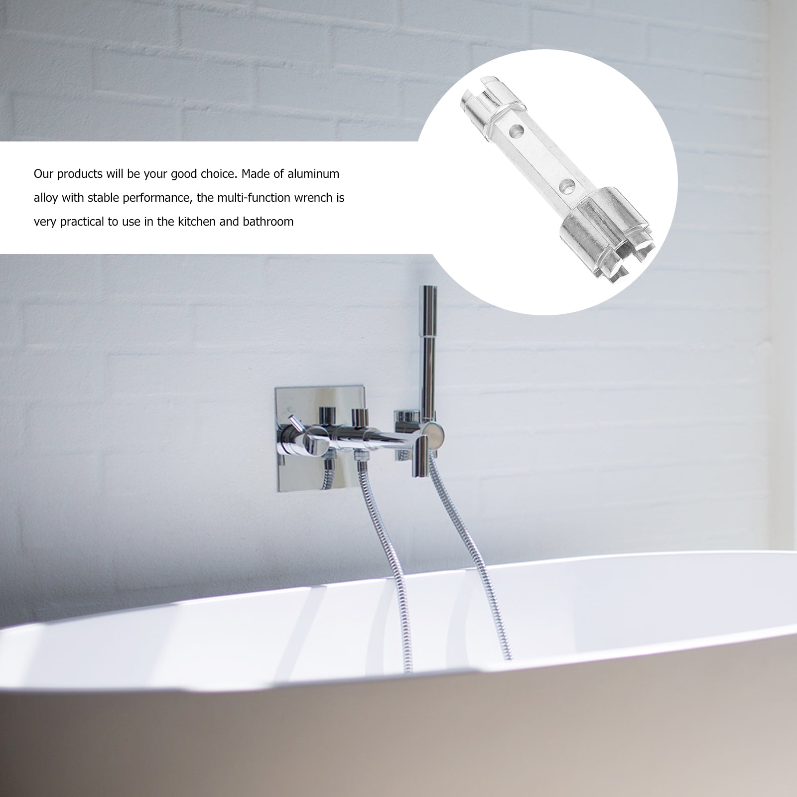 WASHWEPE Double-Ended Pipe Wrench Dual Ended Sink Wrench Silver 1Pcs 5 ...