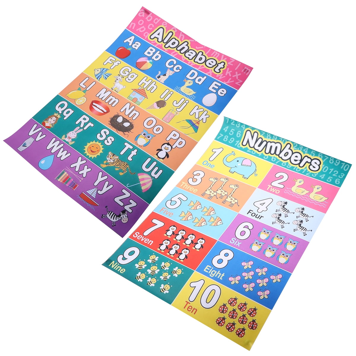 Kesenlong Wall Chart Poster 2pcs Early Educational Alphabet Mathematics ...