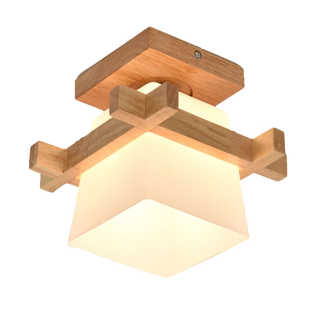 Kesenlong Wood LED Flush Mount Fixture with Wood Shade for Various ...
