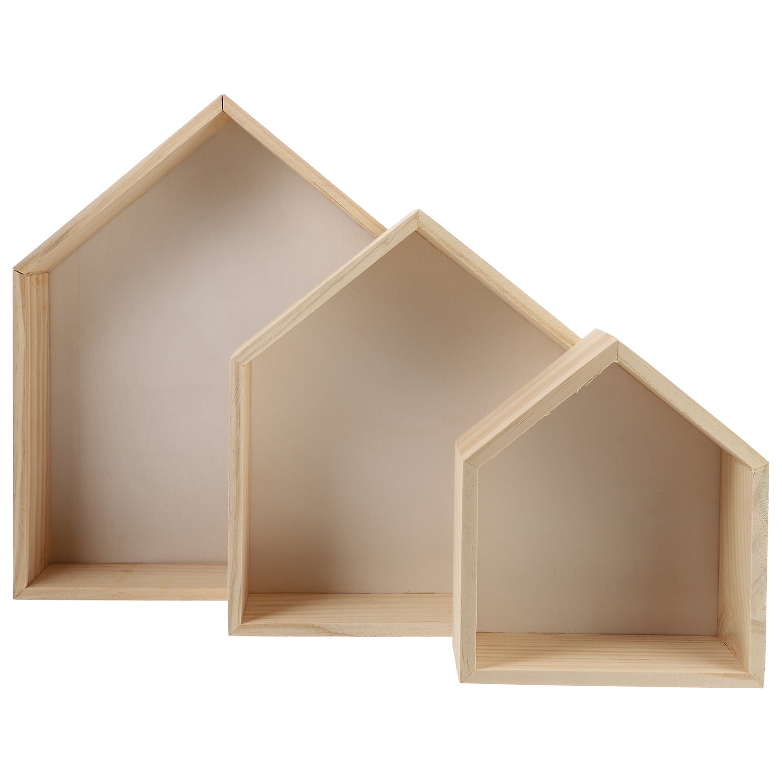 Kesenlong Wooden House Shaped Floating Shelf for Toys Storage (White ...