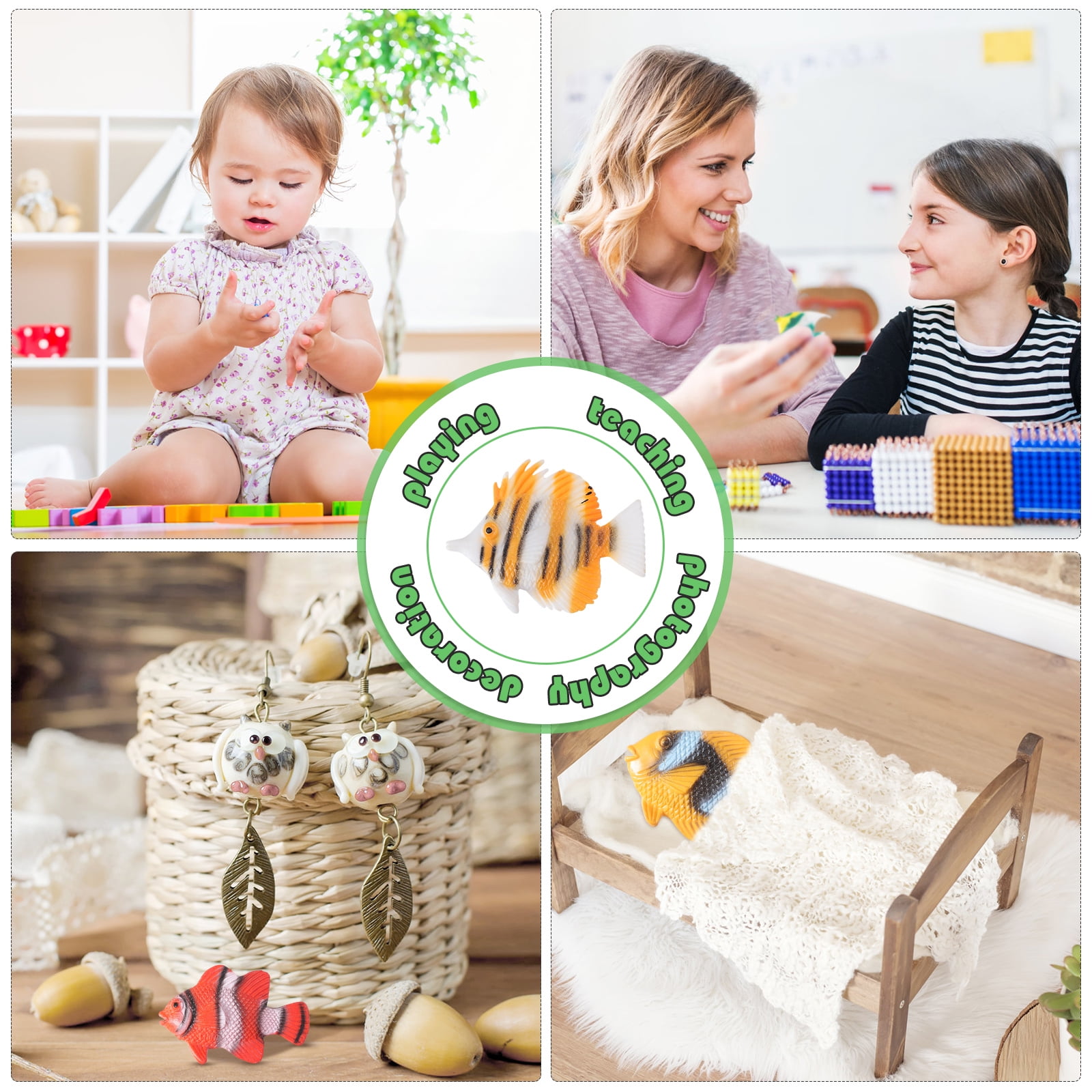 Kesenlong craft figurines 12pcs Mini Favor Fish Figure for Kids ...