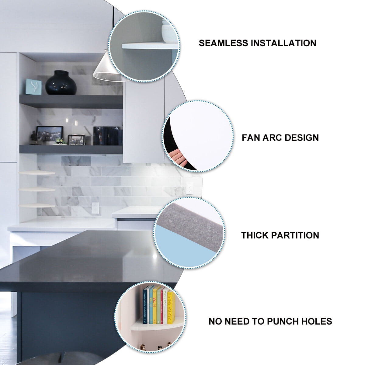 Kesenlong wall shelf Fan Shape Wall Corner Shelf Set Wall-mounted ...