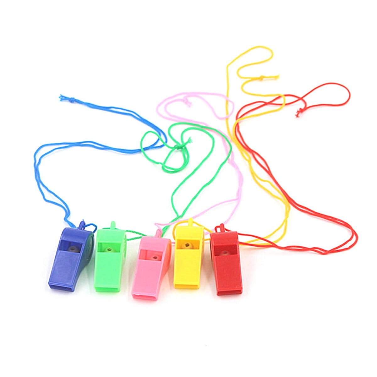 Kesenlong whistle 40pcs Plastic Whistle Necklace on Braided Cord ...