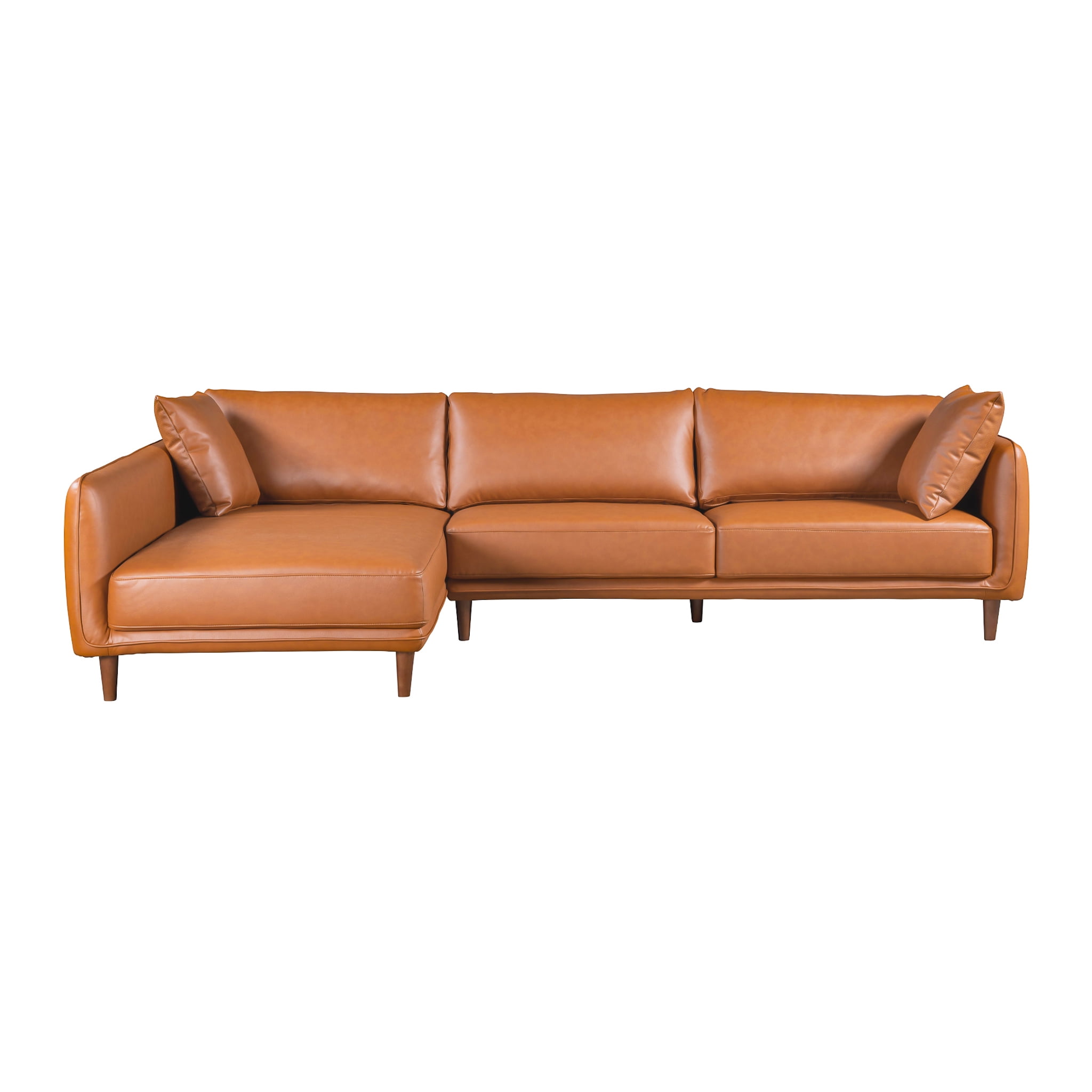 Keshia Living Room Left Facing Leather Corner Sectional Sofa in Cognac ...