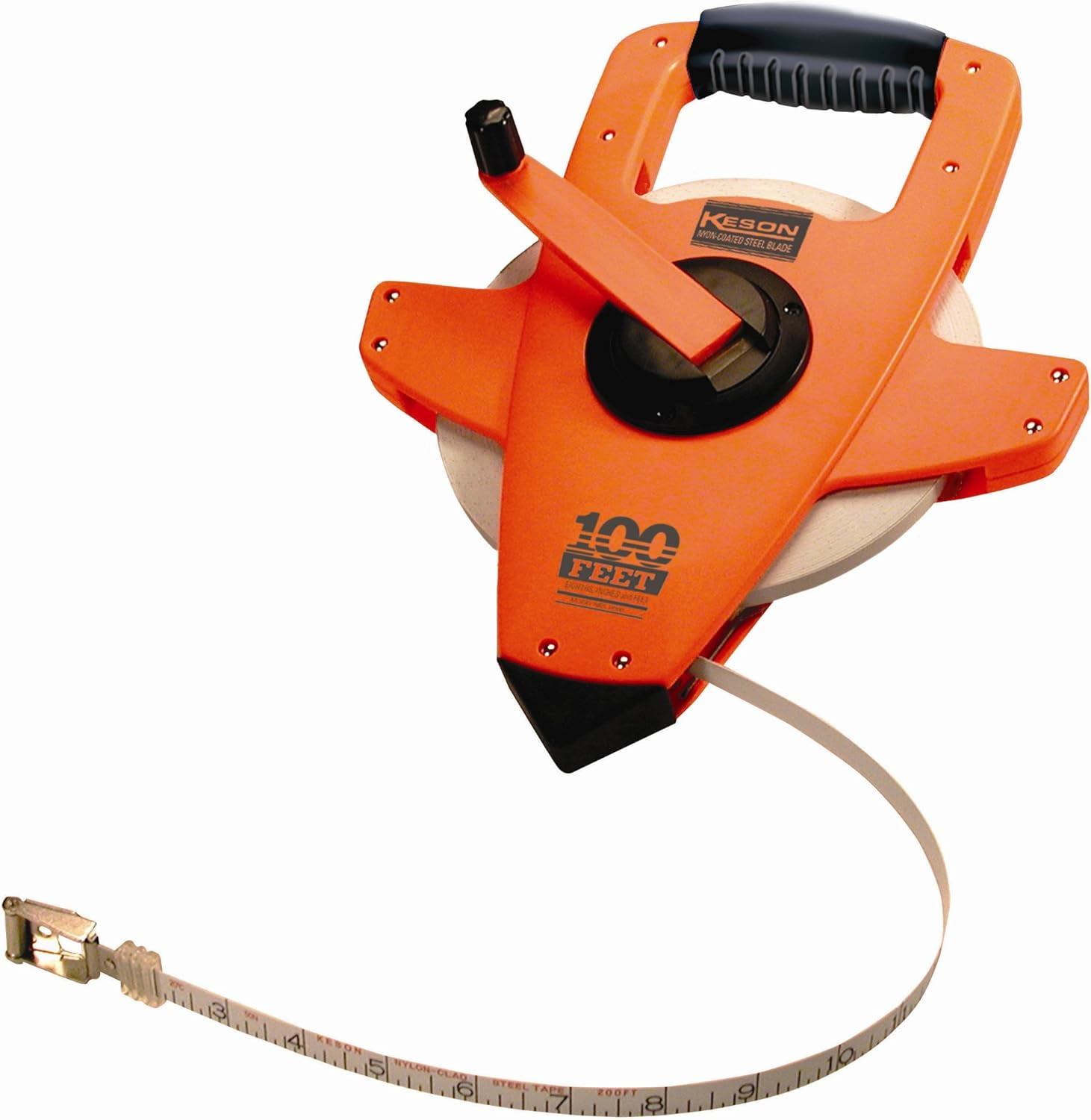 Keson NRS10100H Nylon-Reinforced Steel Blade Tape Measure, Speed Rewind ...