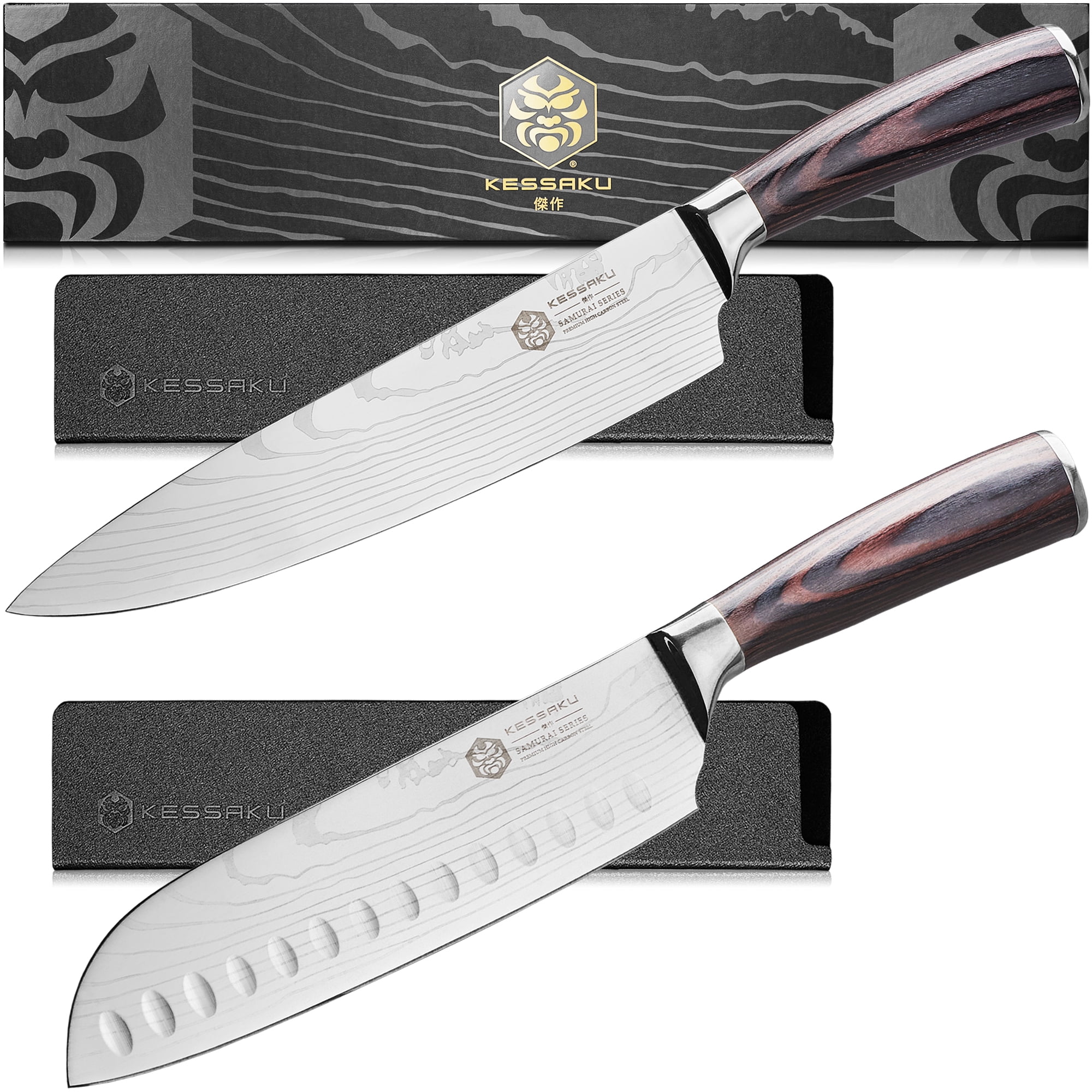 Kessaku 8-Inch Chef & 7-Inch Santoku Knife Set - Samurai Series ...