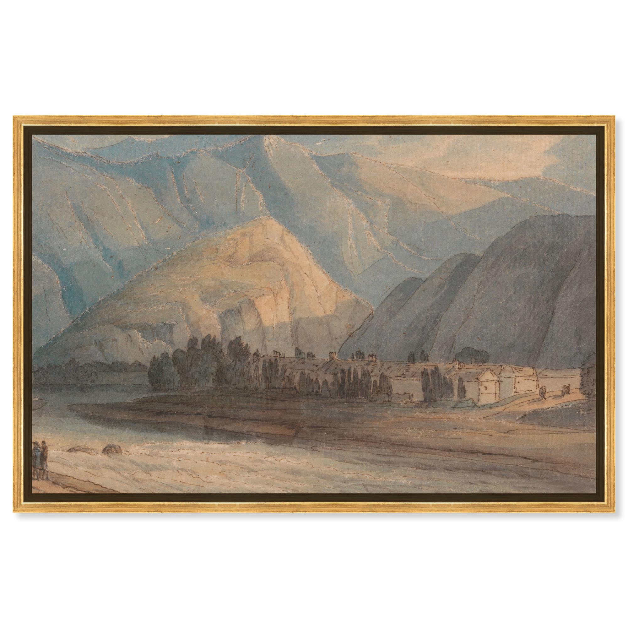 Keswick Lake Canvas Classic Landscape Art by Art Remedy, Gold Frame, 45 ...