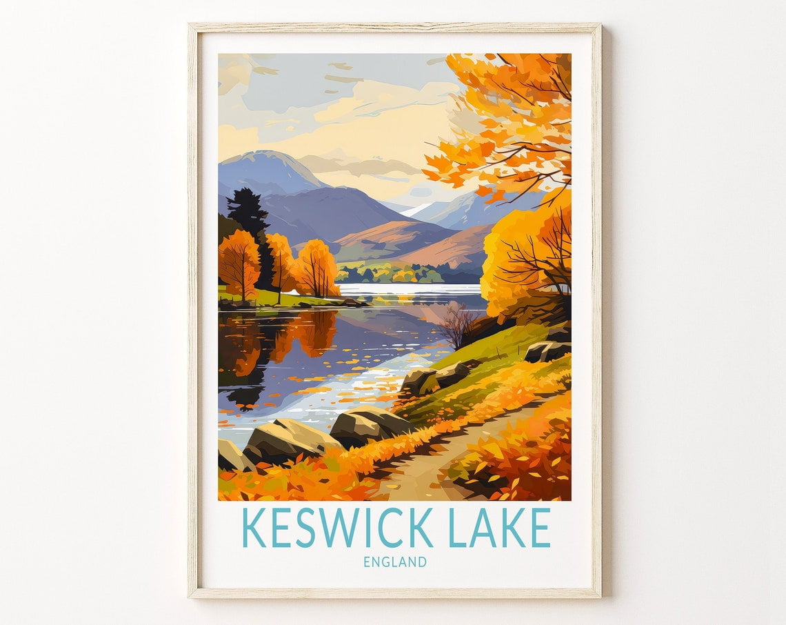 Keswick Lake Uk Travel Poster, Keswick Lake Travel Poster Print ...