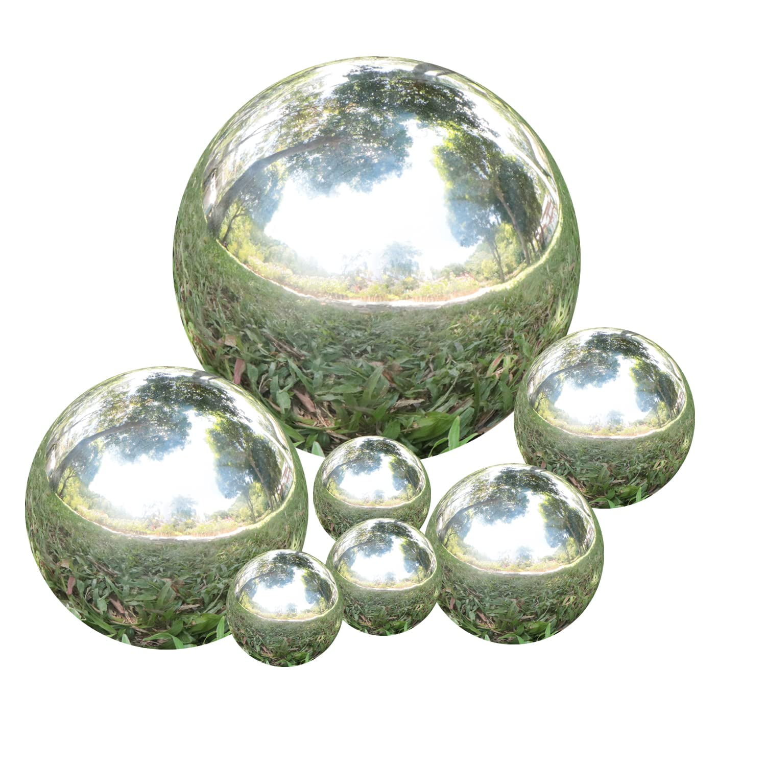 Kesywale Decorative Gazing Ball Set, 7PCS 50-150 mm Gazing Globe Mirror ...