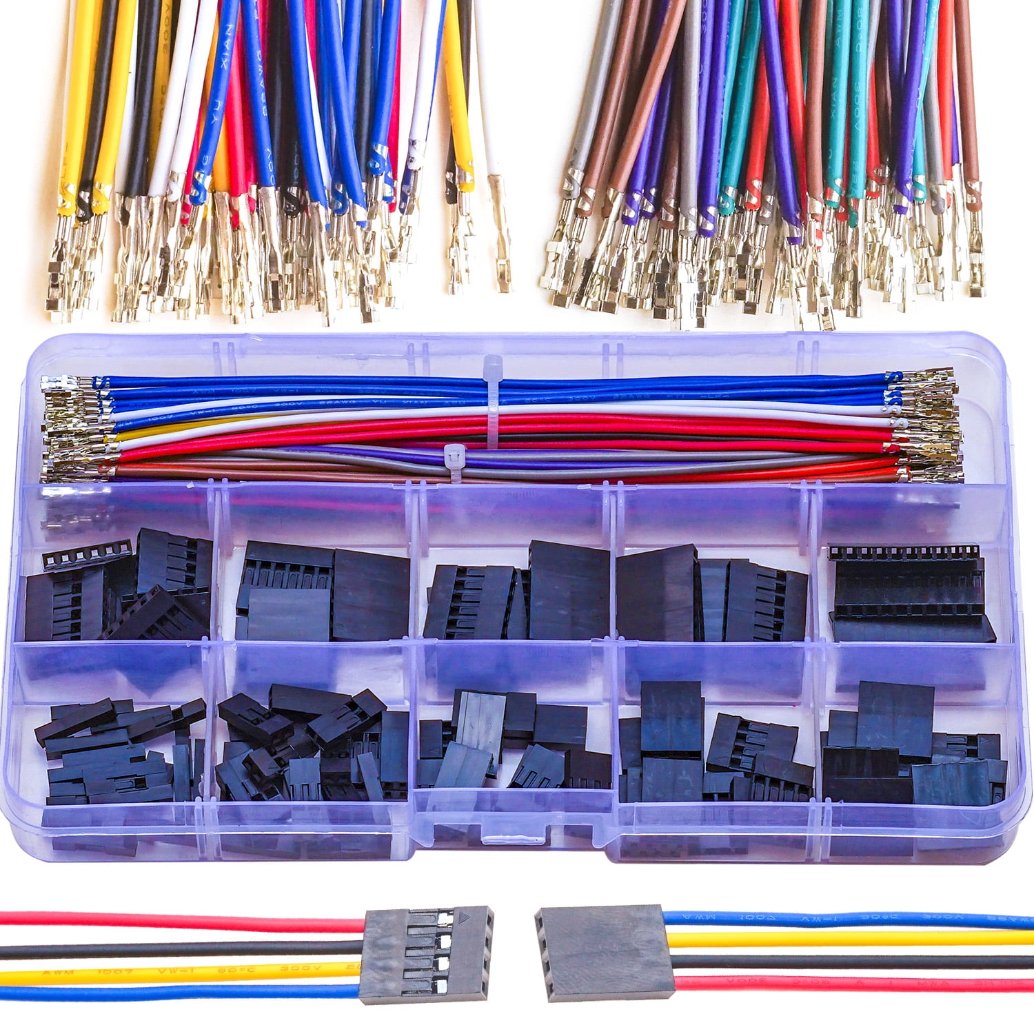 Keszoox Dupont 2.54mm Female to Female Cable Connector Kit 22AWG Premium Pre-Crimped Cables ...