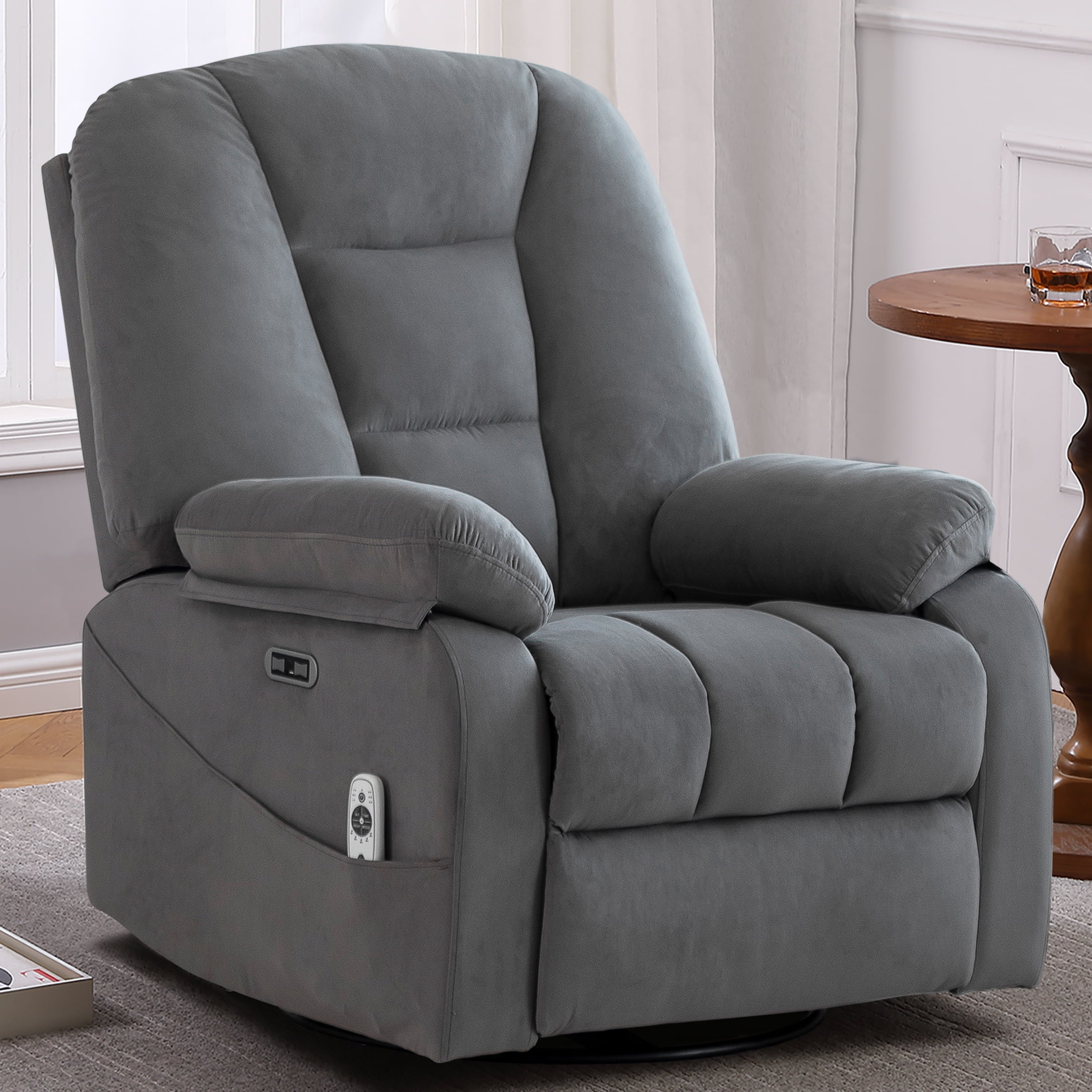Ketaiyou Power Swivel Rocker Recliner Chair with Massage, USB and Type ...