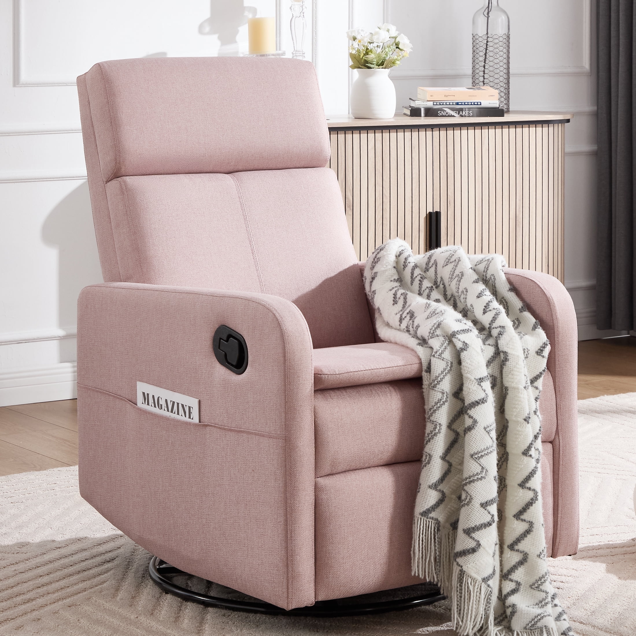 Ketaiyou Adult Swivel Recliner Rocking Chair, Nursery Glider for Living ...