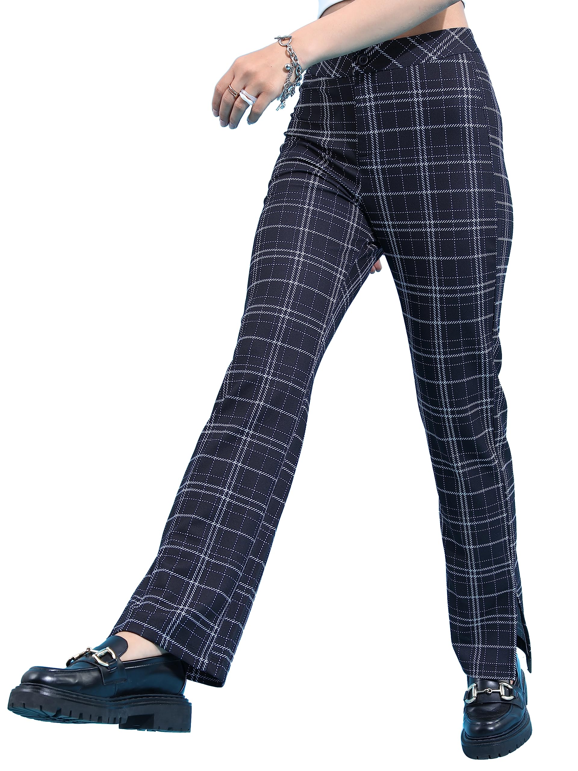 Ketch Women'S Regular Fit Pants (Kha1000042_Black/White_34) - Walmart.com