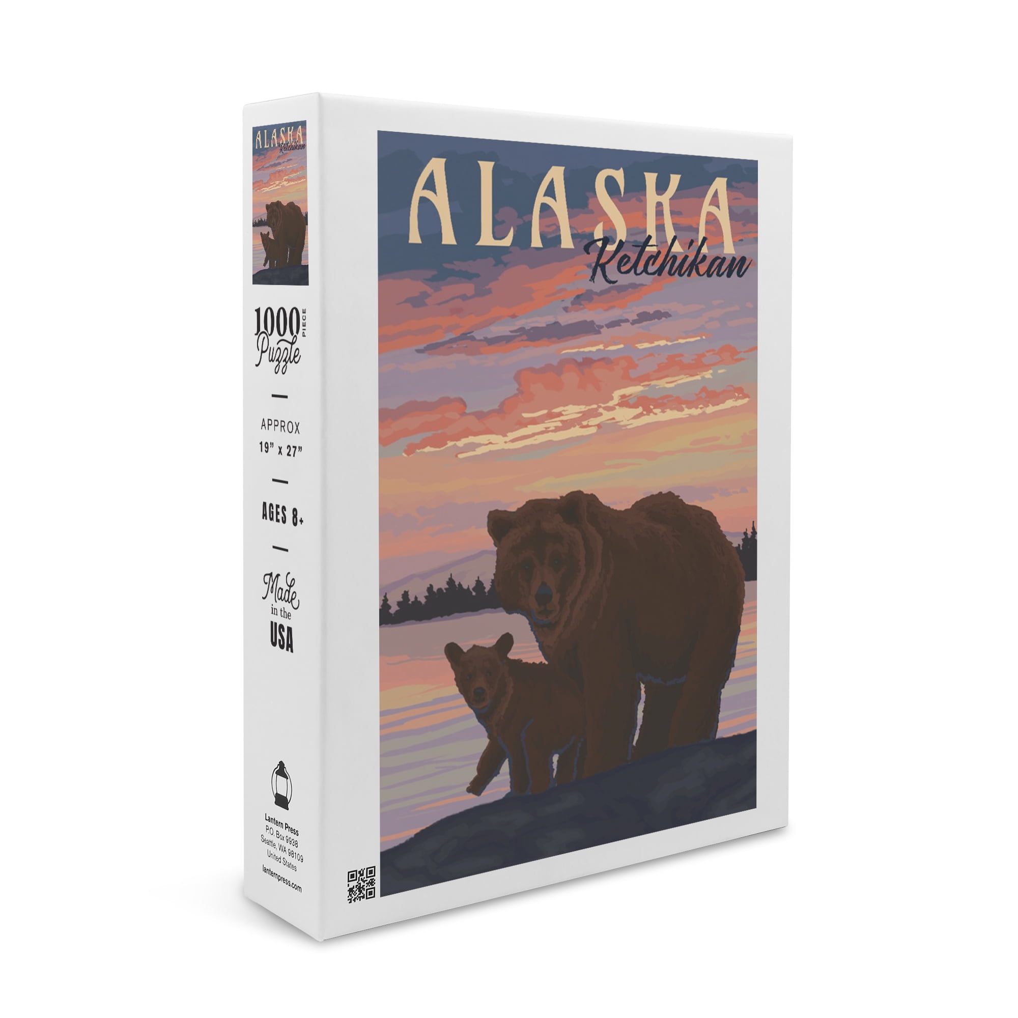 Ketchikan, Alaska, Bear and Cub at Sunset (1000 Piece Puzzle, Size ...