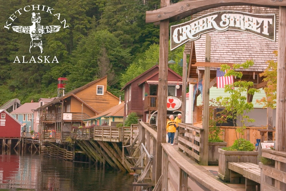 Ketchikan, Alaska, Creek Street (16x24 Giclee Gallery Art Print, Vivid ...