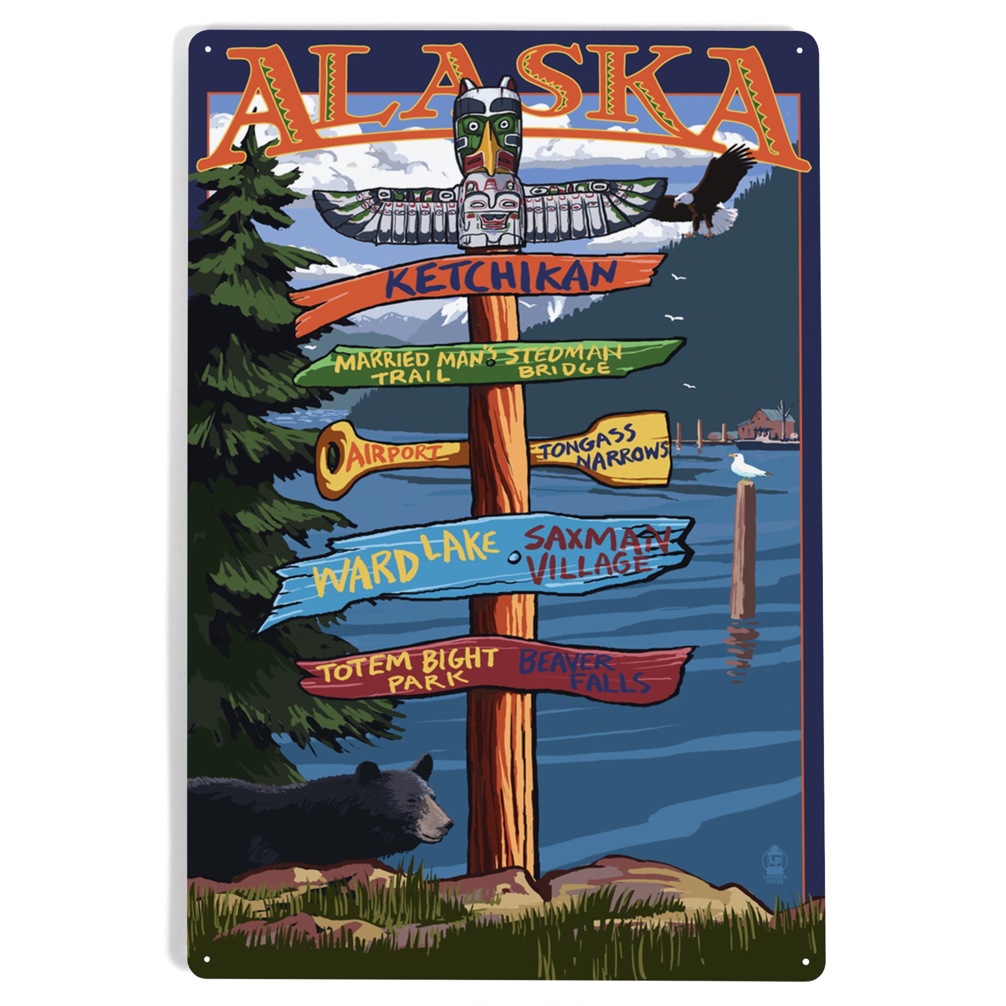 Ketchikan, Alaska, Destination Sign (12x18 Aluminum Art, Indoor Outdoor ...