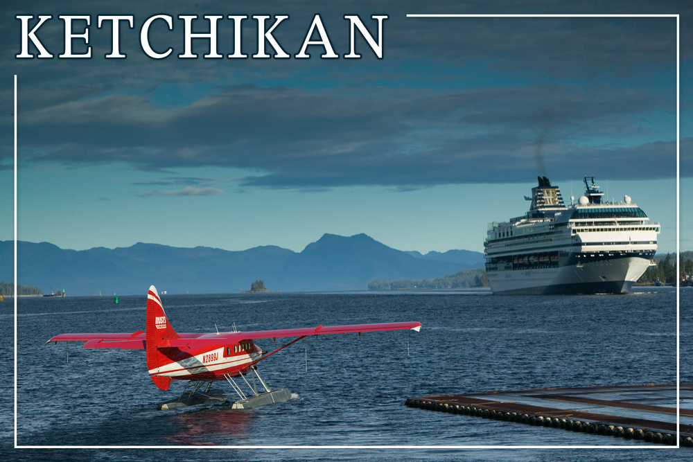 Ketchikan, Alaska, Float Plane and Cruise Ship (24x36 Giclee Gallery ...