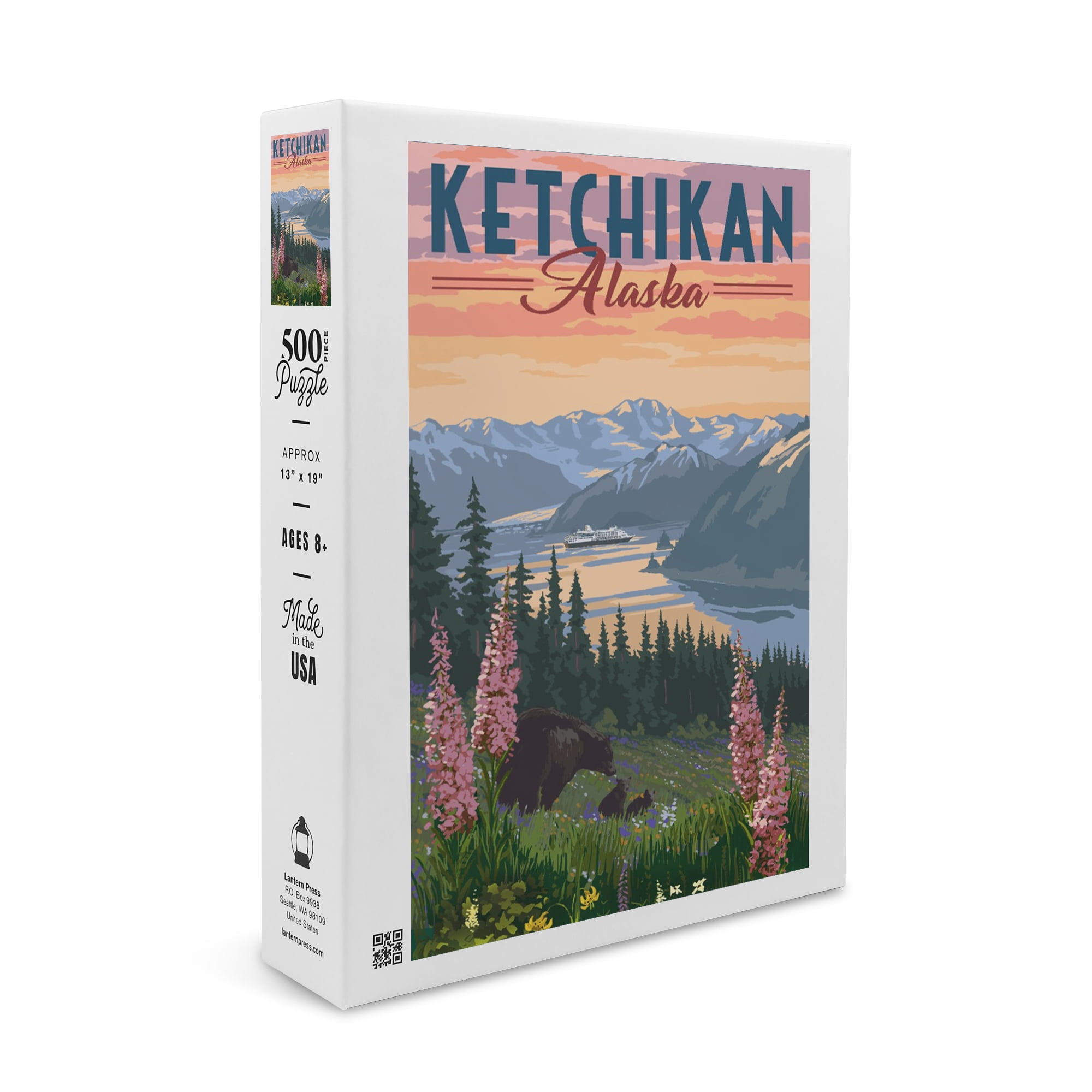 Ketchikan, Alaska, Inside Passage, Bear and Spring Flowers (19x27 ...