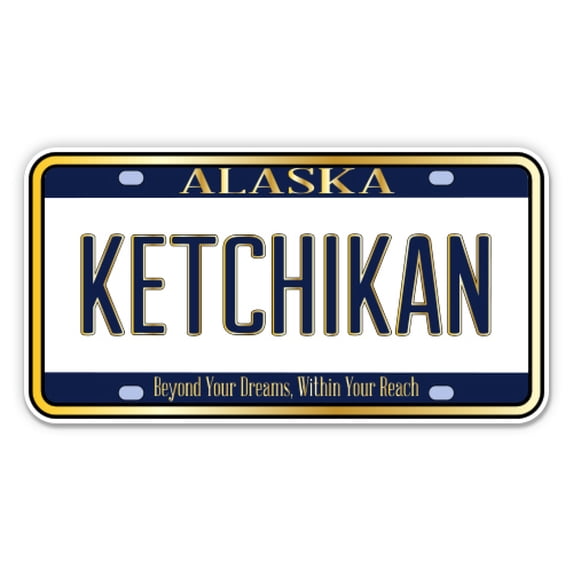 Ketchikan Alaska License Plate Style - 12" Vinyl Sticker Waterproof ...
