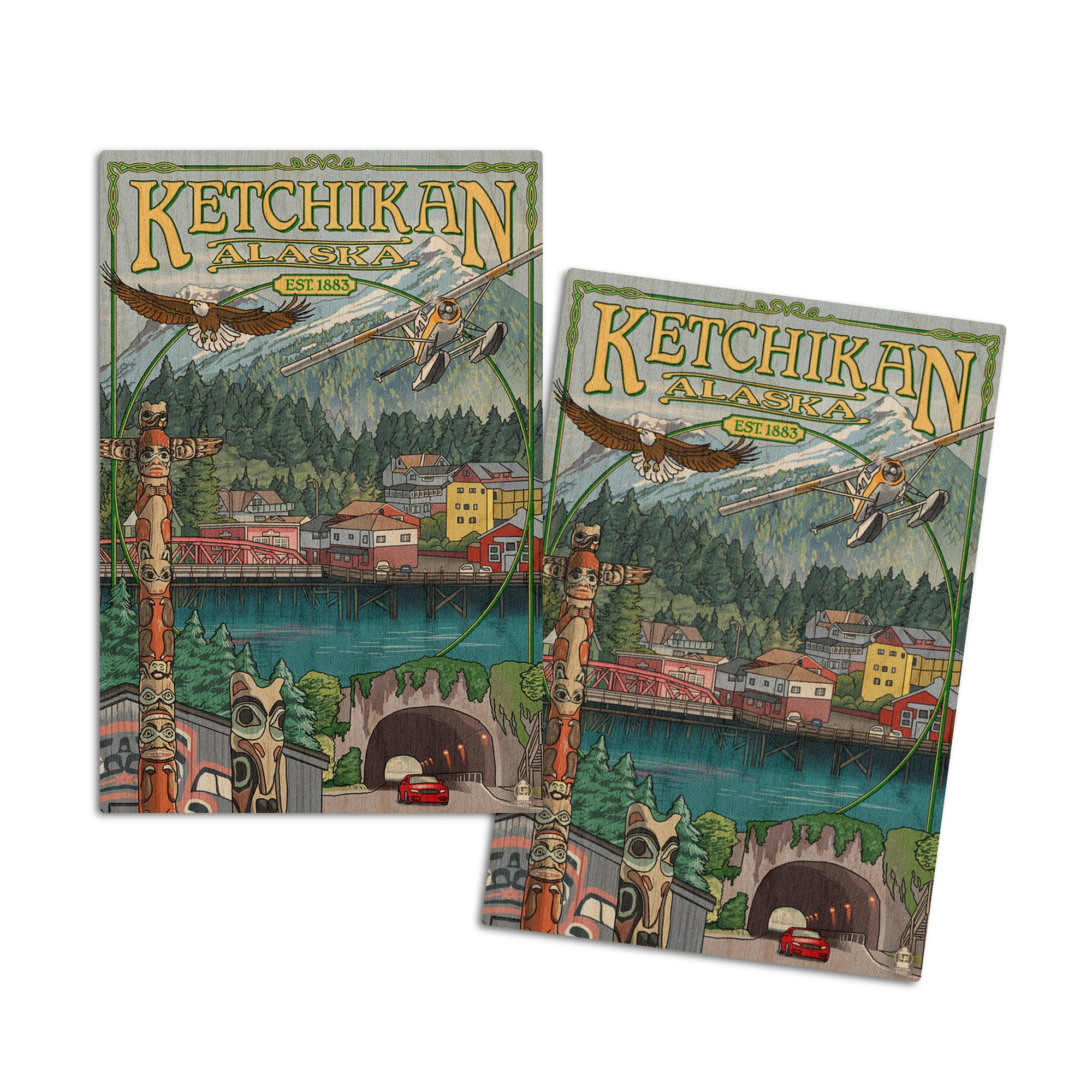 Ketchikan, Alaska Montage (4x6 Birch Wood Postcards, 2-Pack Stationary ...