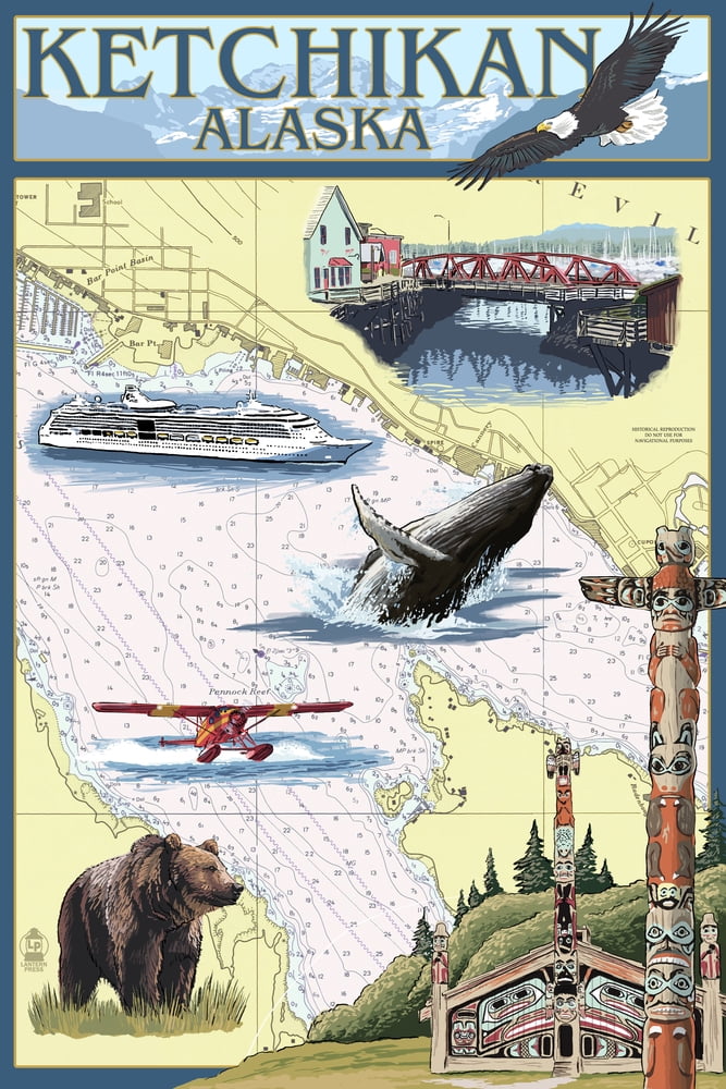 Ketchikan, Alaska, Nautical Chart (24x36 Giclee Gallery Art Print ...