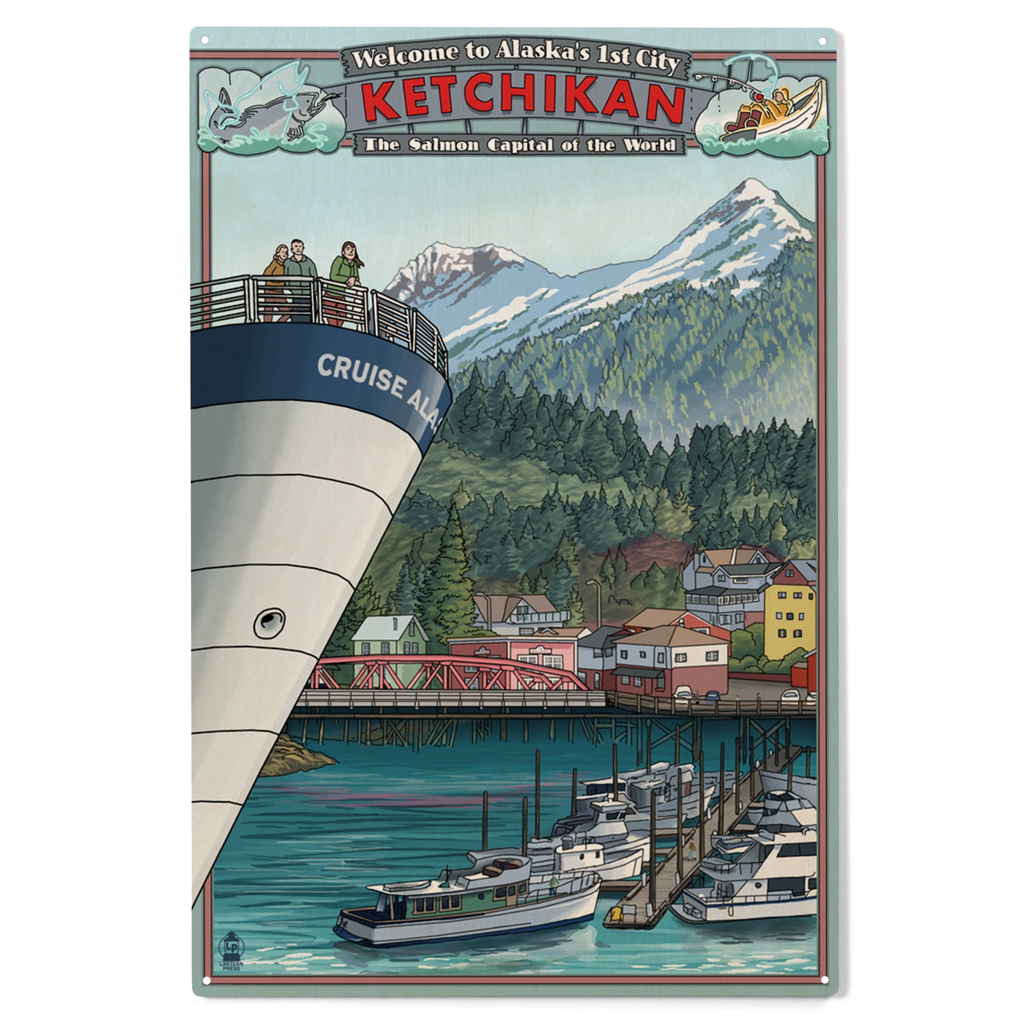 Ketchikan, Alaska, Views Birch Wood Wall Sign (10x15 Rustic Home Decor ...