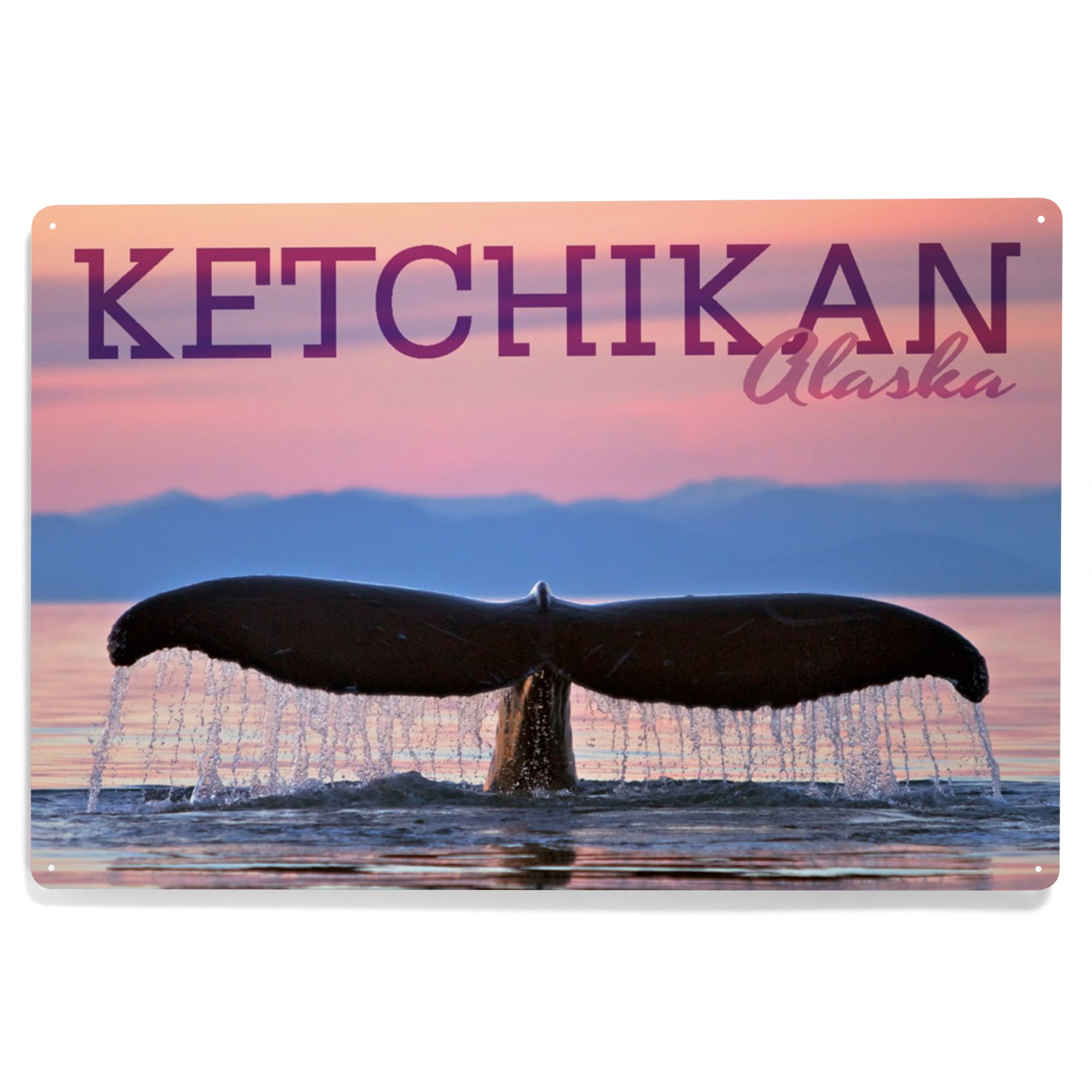 Ketchikan, Alaska, Whale and Sunset (12x18 Aluminum Art, Indoor Outdoor ...