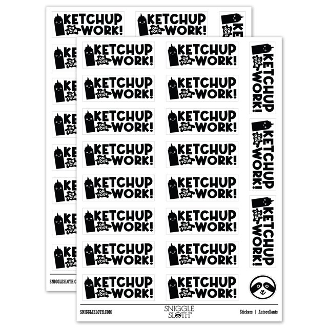 Ketchup Catch Up on Your Work Teacher Student School Sticker Set ...