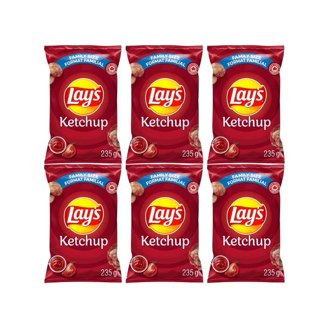 Lay's Ketchup Chips, Tomato Snacks, Fresh Flavored, Family Size, Pack ...