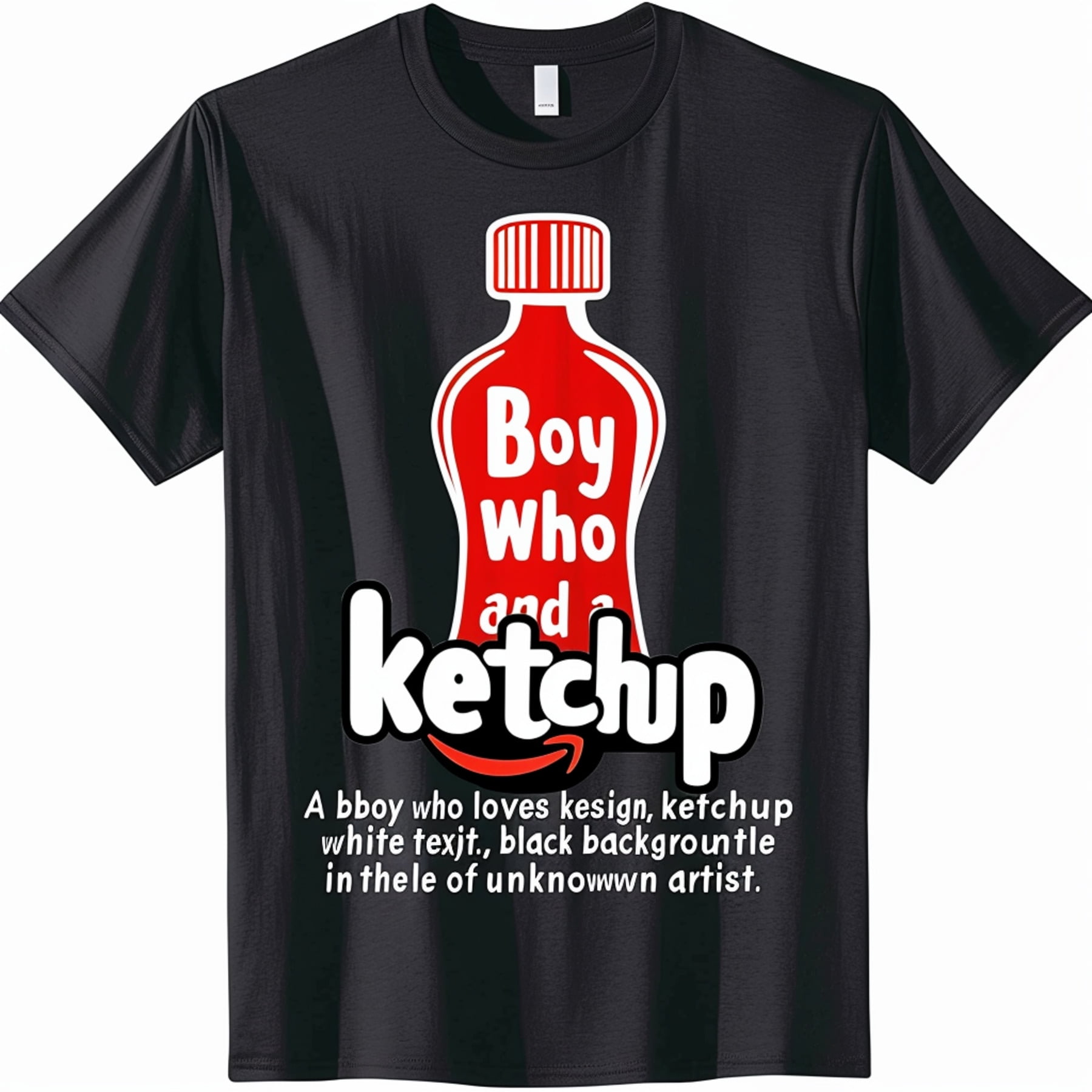 Ketchup Lover's Delight: Boy's Black TShirt with Unique Ketchup Bottle ...
