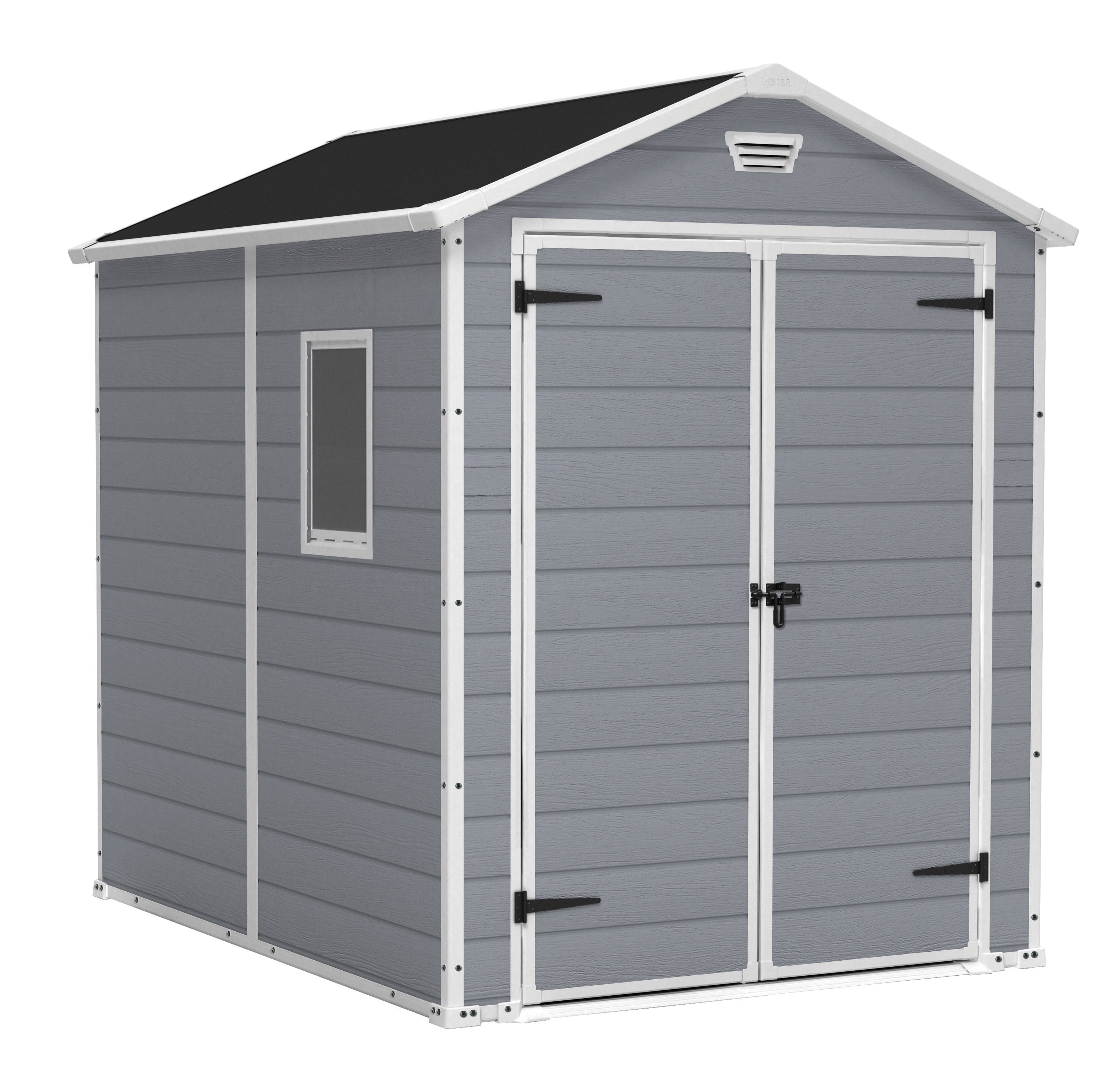 Keter, Outdoor Storage Shed, 6'x8' All Weather Grey, Resin and Steel ...