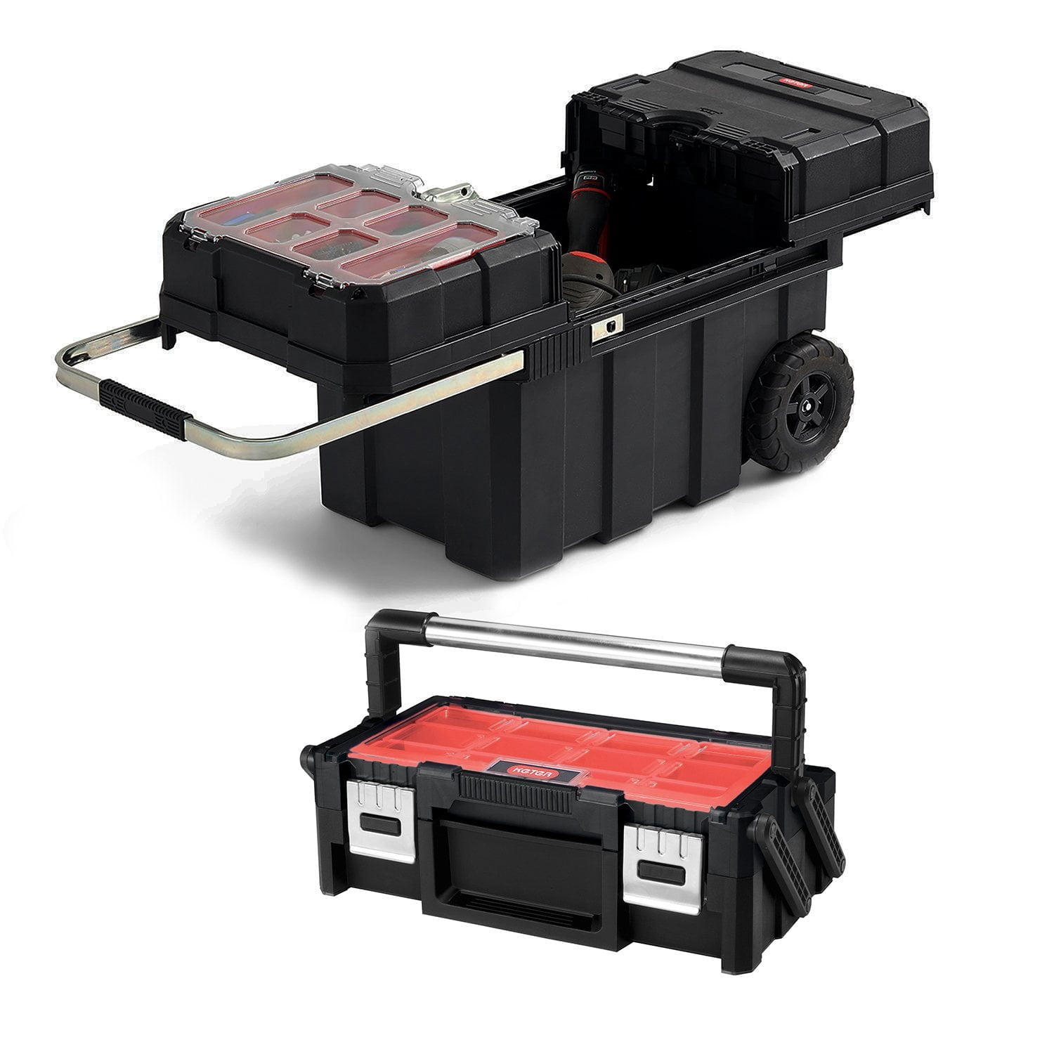 Keter Masterloader Rolling ToolBox with 18in Cantilever Organizer ...