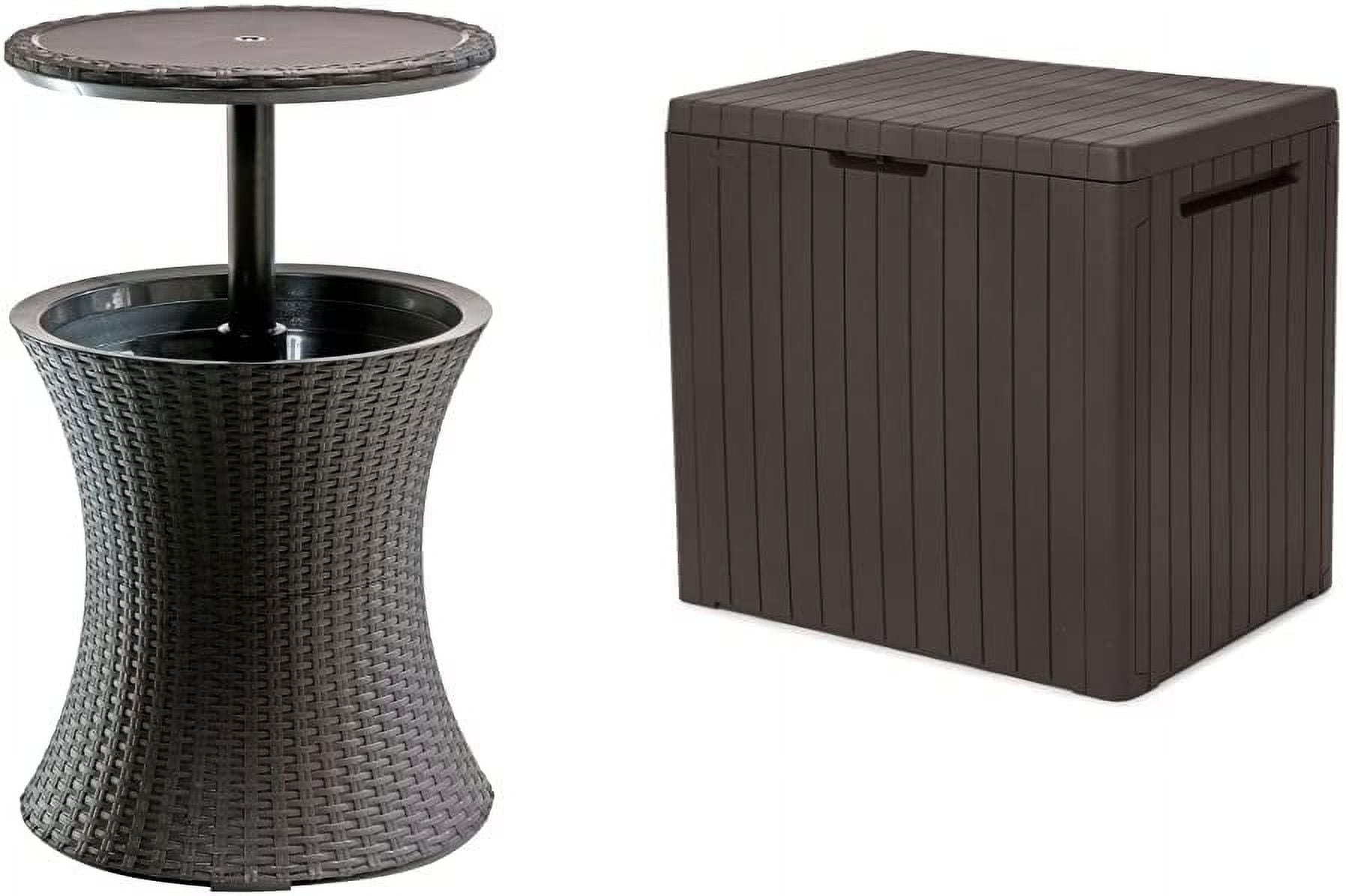 Keter Outdoor Patio Furniture and Hot Tub Side Table with 7.5 Gallon ...