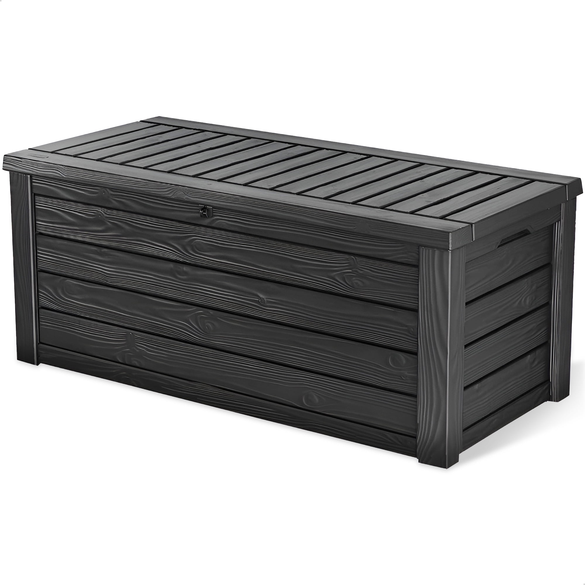 Keter 150-Gal Plastic Outdoor Patio Organizer Deck Bench Storage Box ...