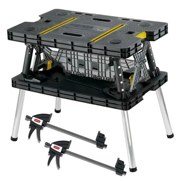 Gymax Folding Work Table Portable Workbench w/ Adjustable Height ...