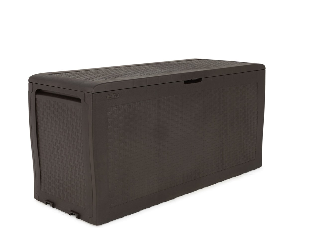 Keter Samoa Outdoor Weather-Resistant 70 Gallon Resin Deck Box Brown ...