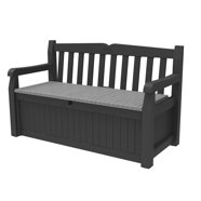 DWVO Outdoor Patios Deck Box Bench with Cushion All-Weather Steel PE ...