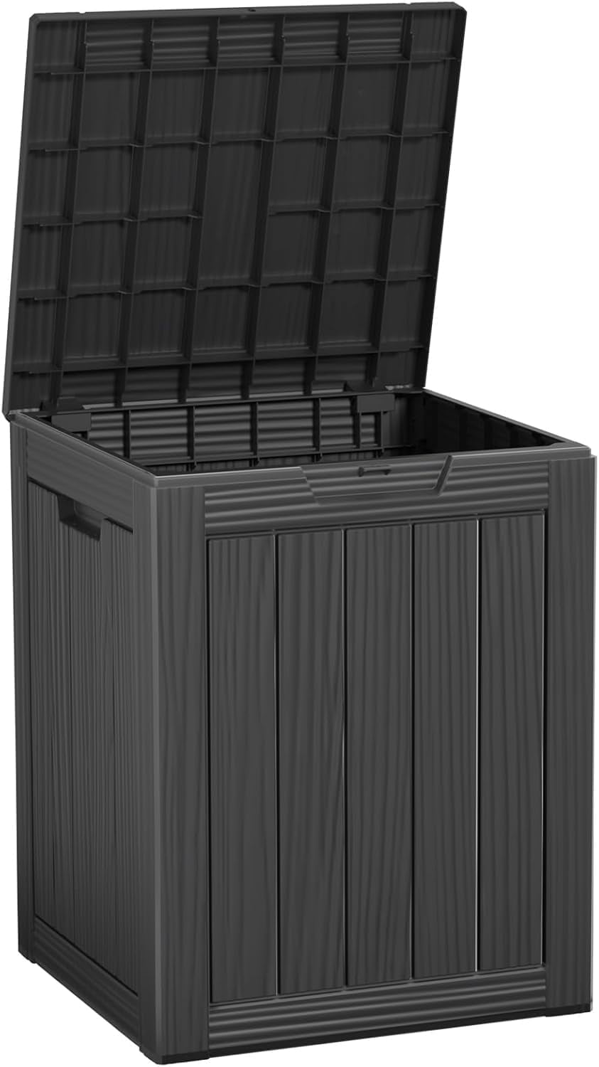 28 Gallon Resin Deck Box, Lockable Patio Outdoor Storage Box for ...