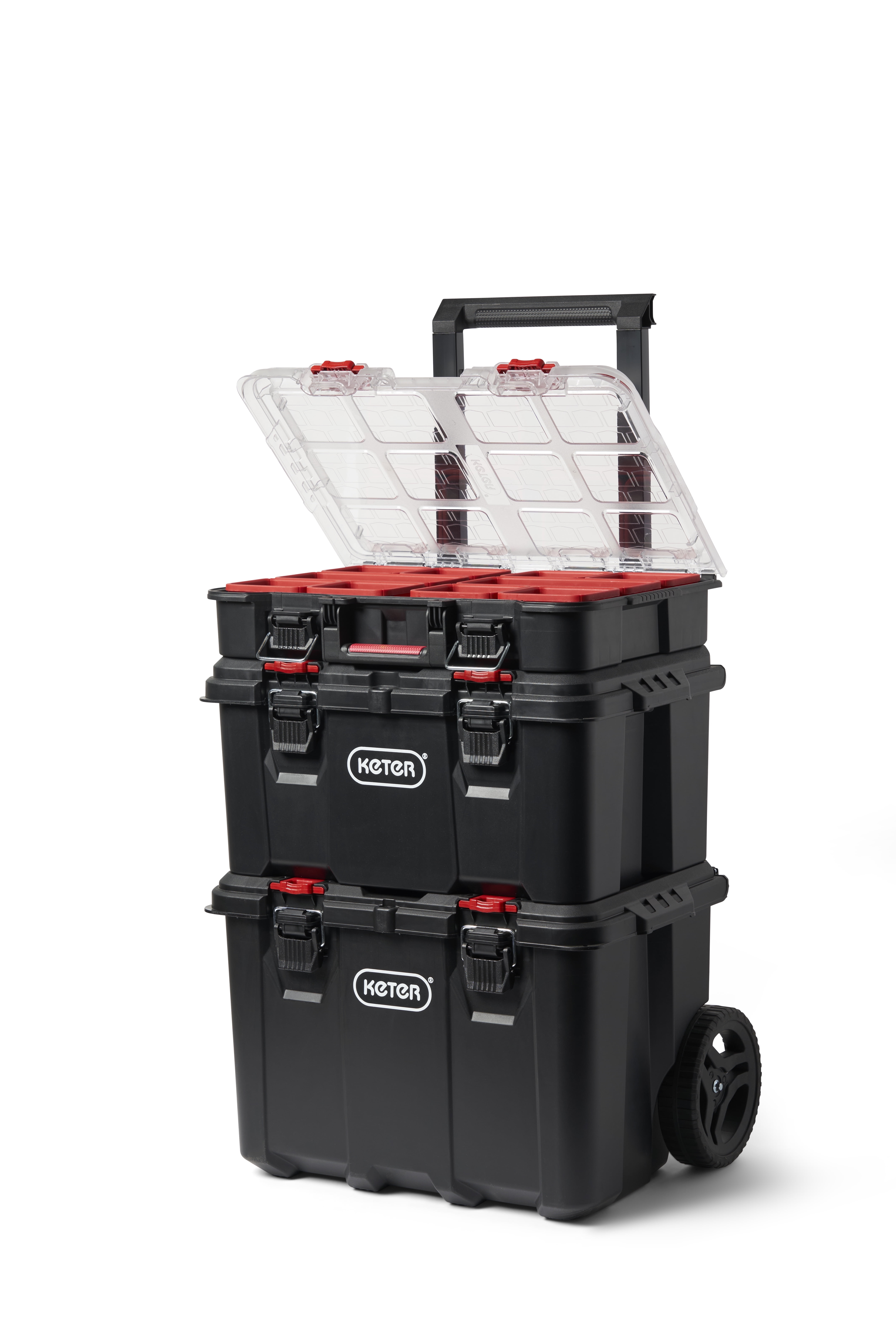 Keter Stack-n-Roll 3pk Modular Toolbox System Resin Mobile Storage ...