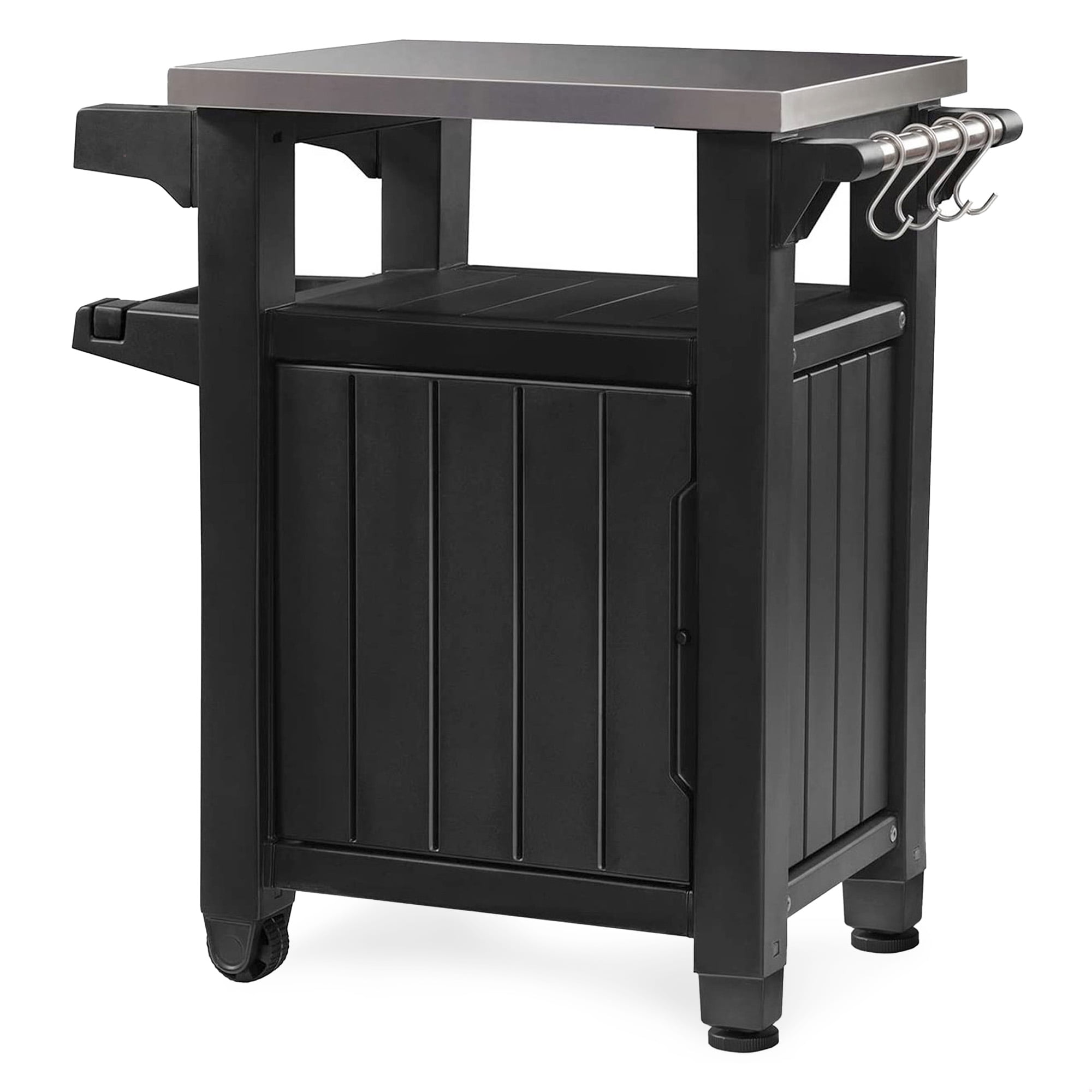 Keter Unity Outdoor Grill Prep & Serving Table, 40G Patio Storage Bar ...