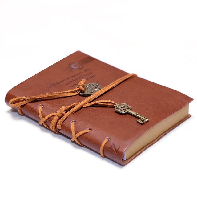 Keti Toys String Key Brown Leather Bound Vintage Writing Journal with ...