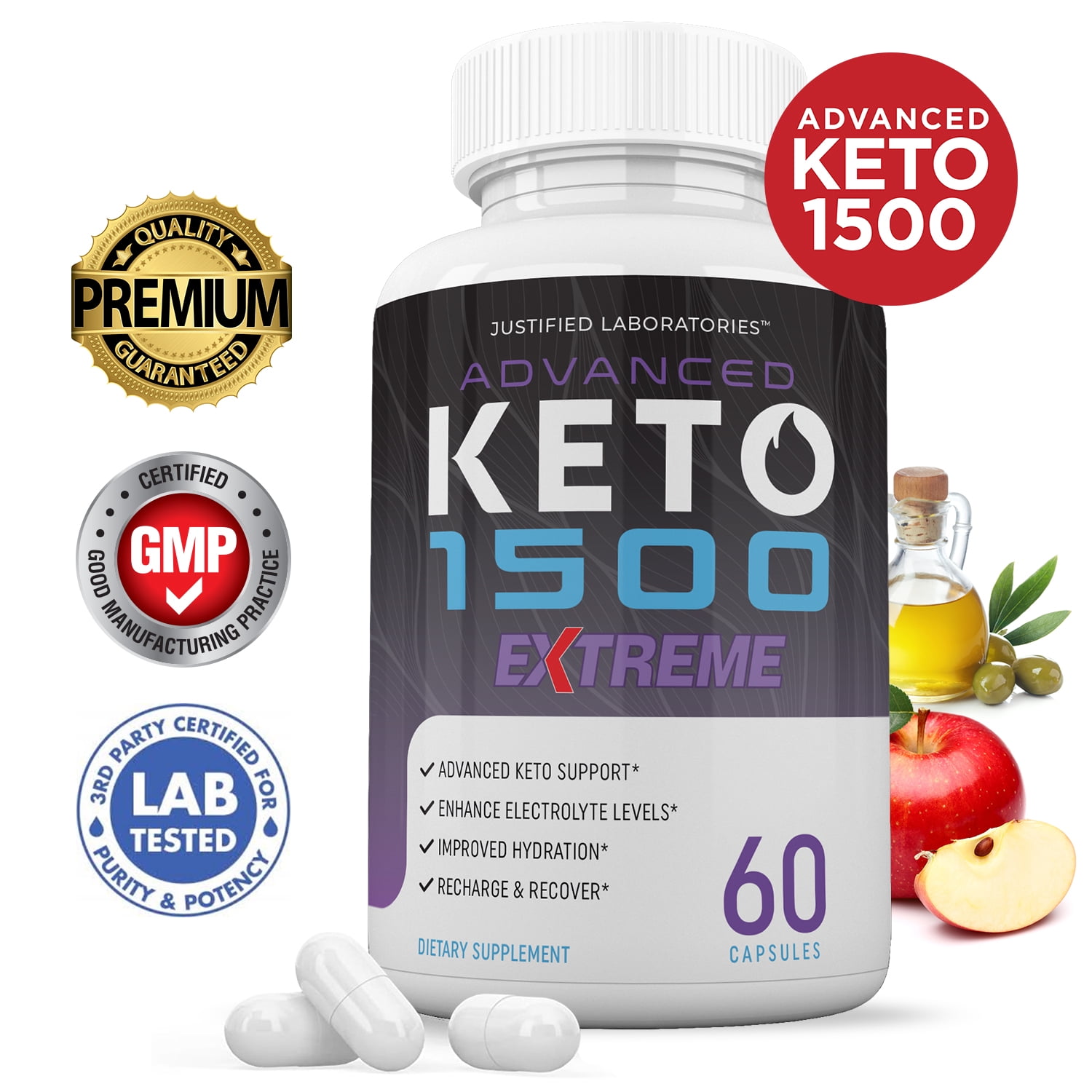 Keto 1500 Keto ACV Extreme Pills 1675mg Alternative to Gummies Dietary ...