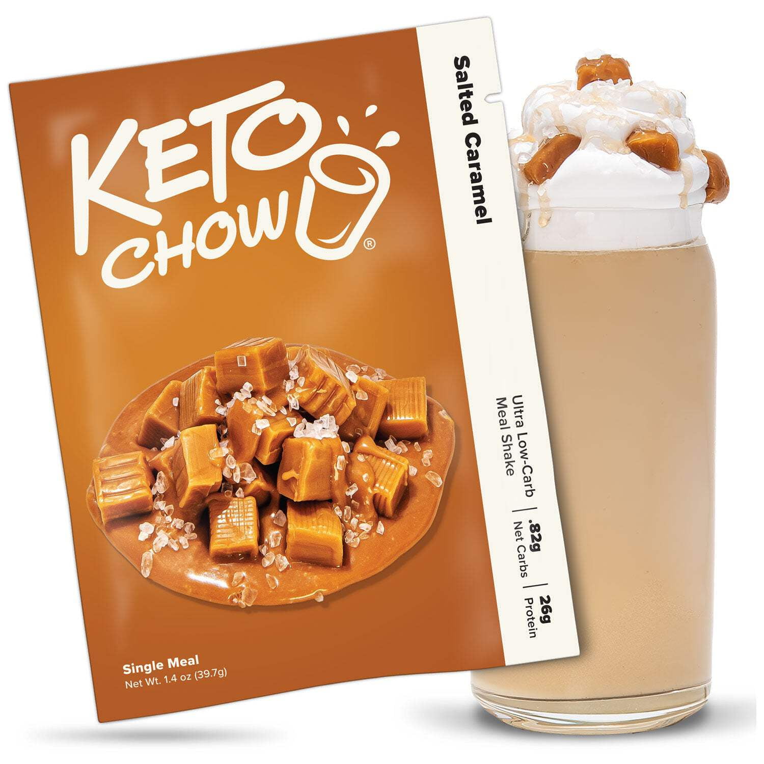 Keto Chow Salted Caramel Ultra Low-Carb Meal Shake, Single Meal ...