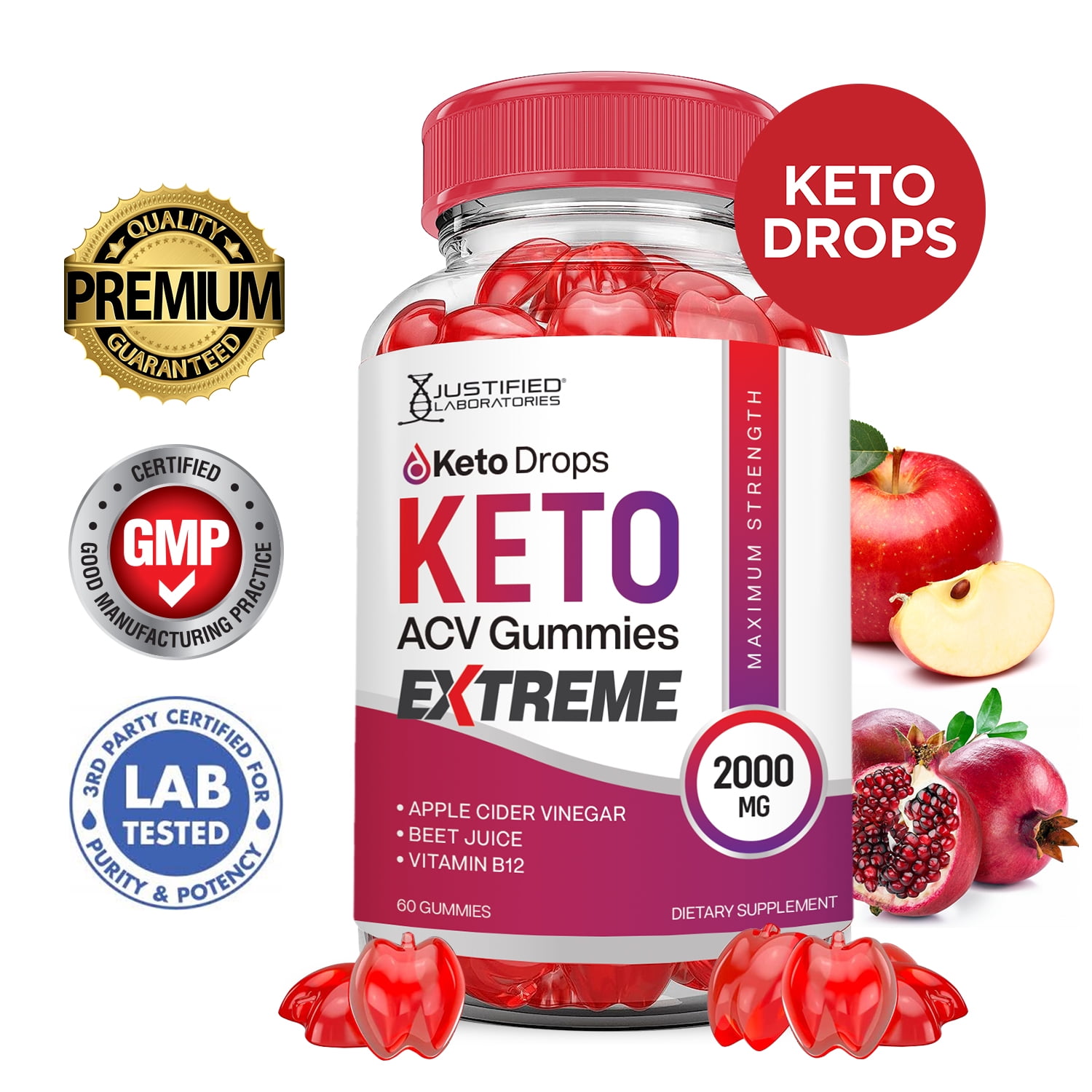 Keto Drops Keto Extreme ACV Gummies 2000mg Dietary Supplement 60 Gummys ...