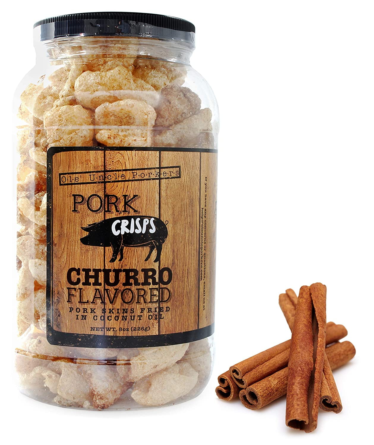 Keto-Friendly Churro Pork Rinds (Cinnamon Churro, 8oz); Pork Crisps ...