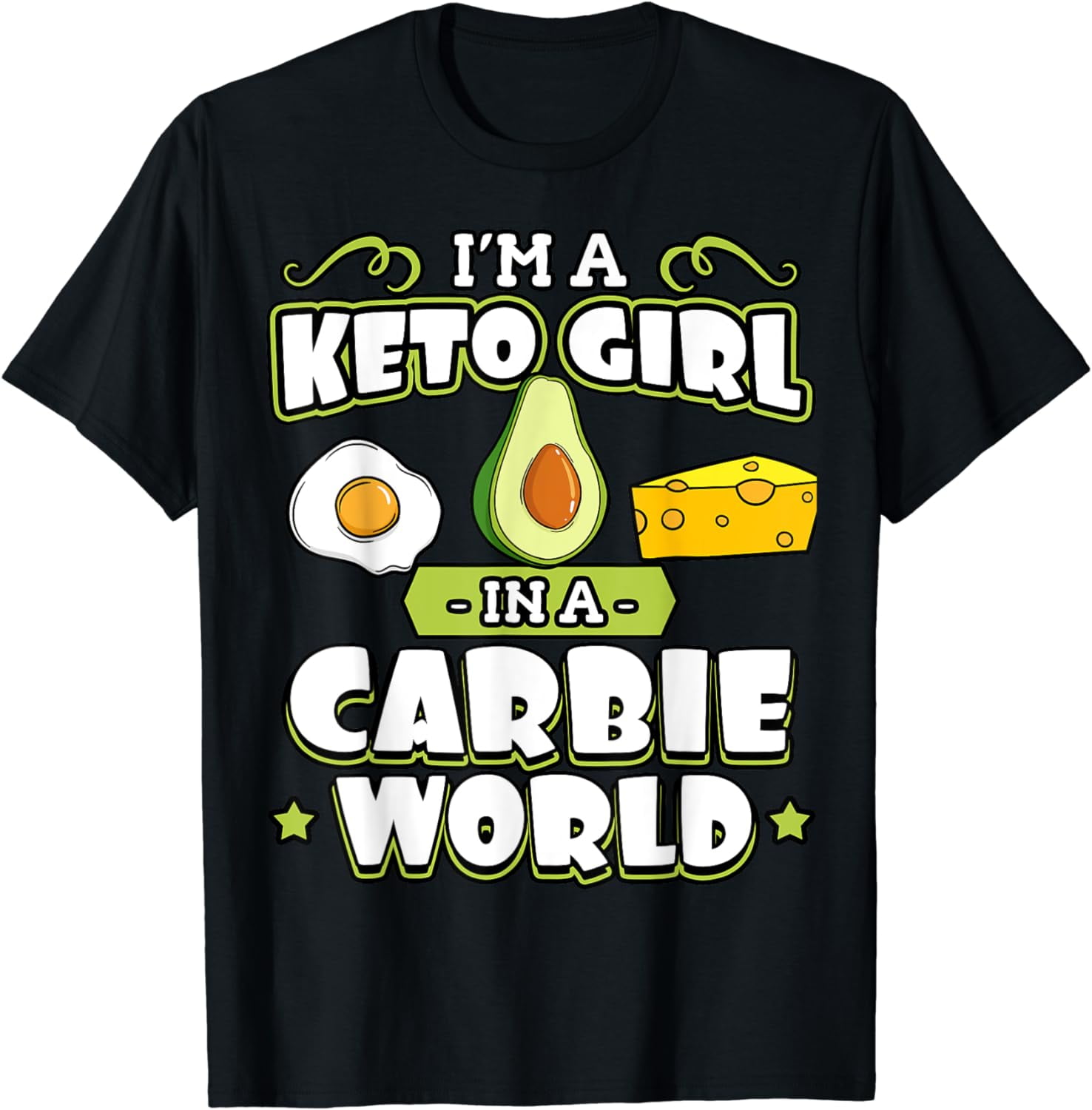 Keto Girl Shirt Avocado Carbohydrates Ketogenic Diet Gift T-Shirt ...