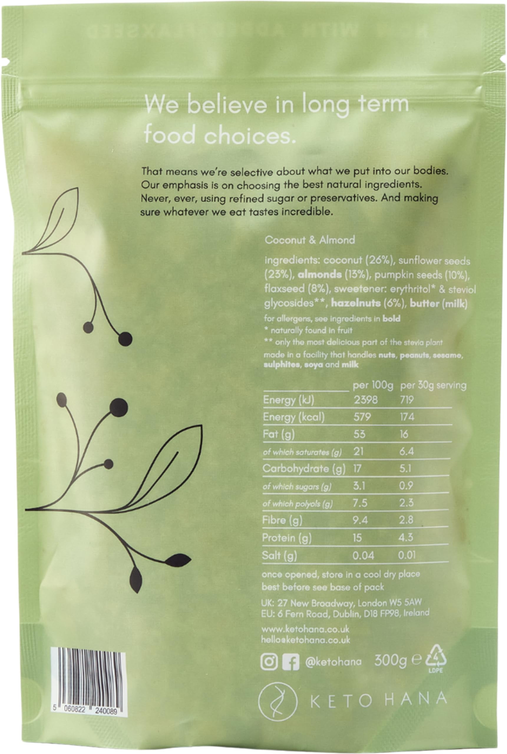 Keto Hana Coconut AJH3 & Almond Original Butter Keto Granola Breakfast ...