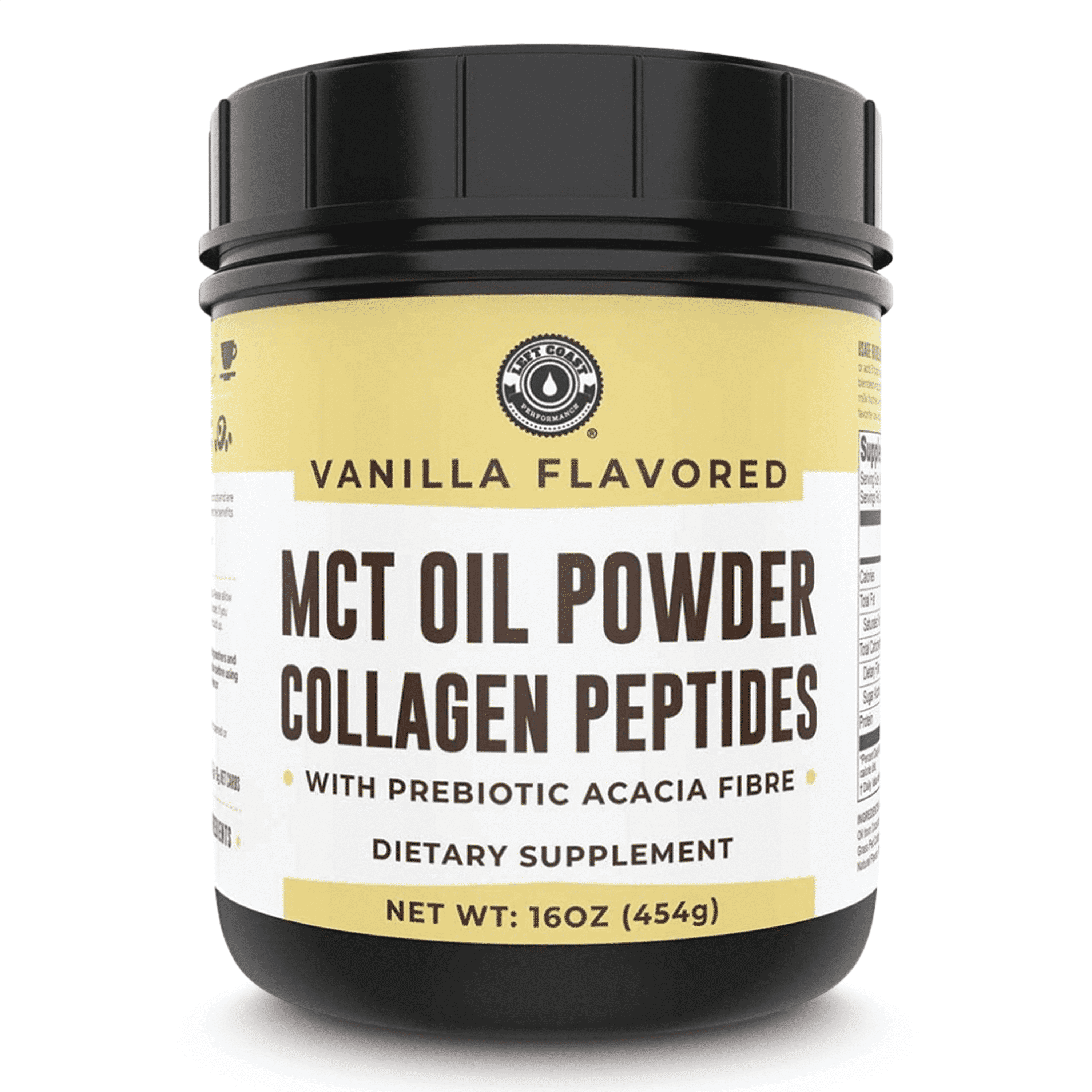 Keto MCT Powder + Collagen + Prebiotic Acacia Fibre, Vanilla, 16oz. MCT Creamer. MCT Oil Powder ...