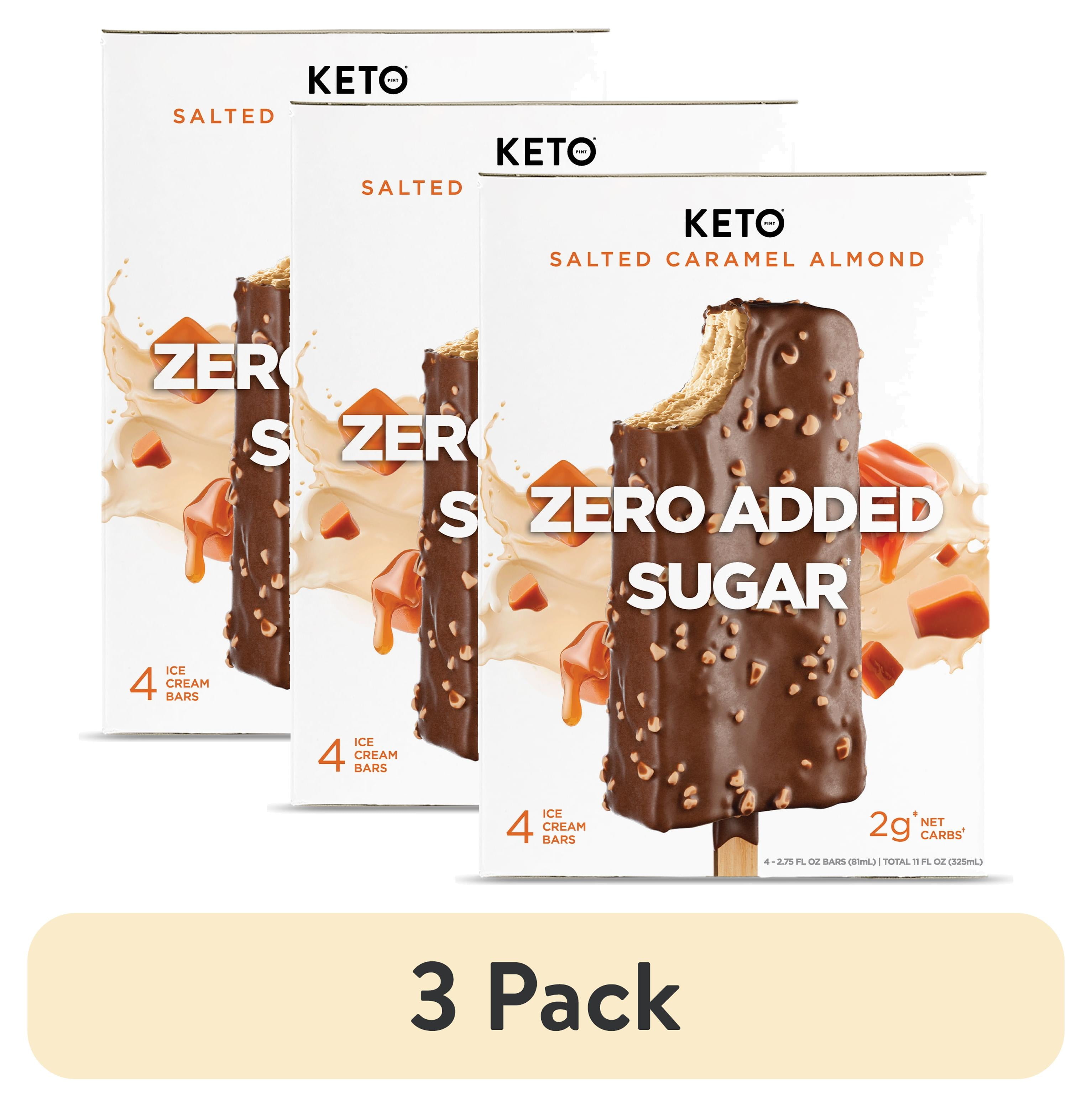 (3 pack) Keto Pint Salted Caramel Almond Ice Cream Bars, No Added Sugar ...